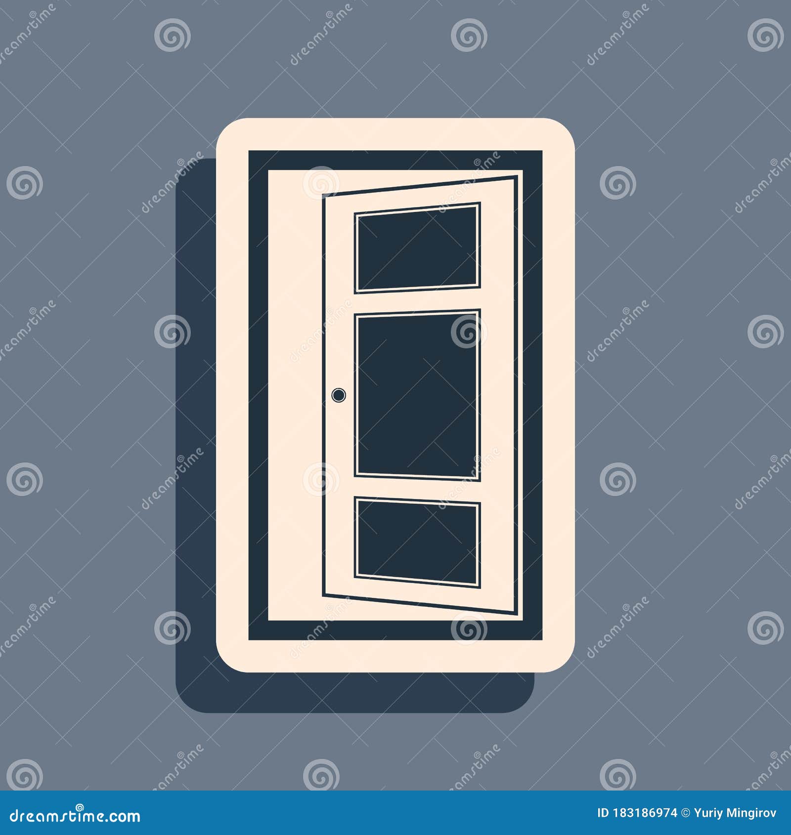 Black Open Door Icon Isolated on Grey Background. Long Shadow Style ...