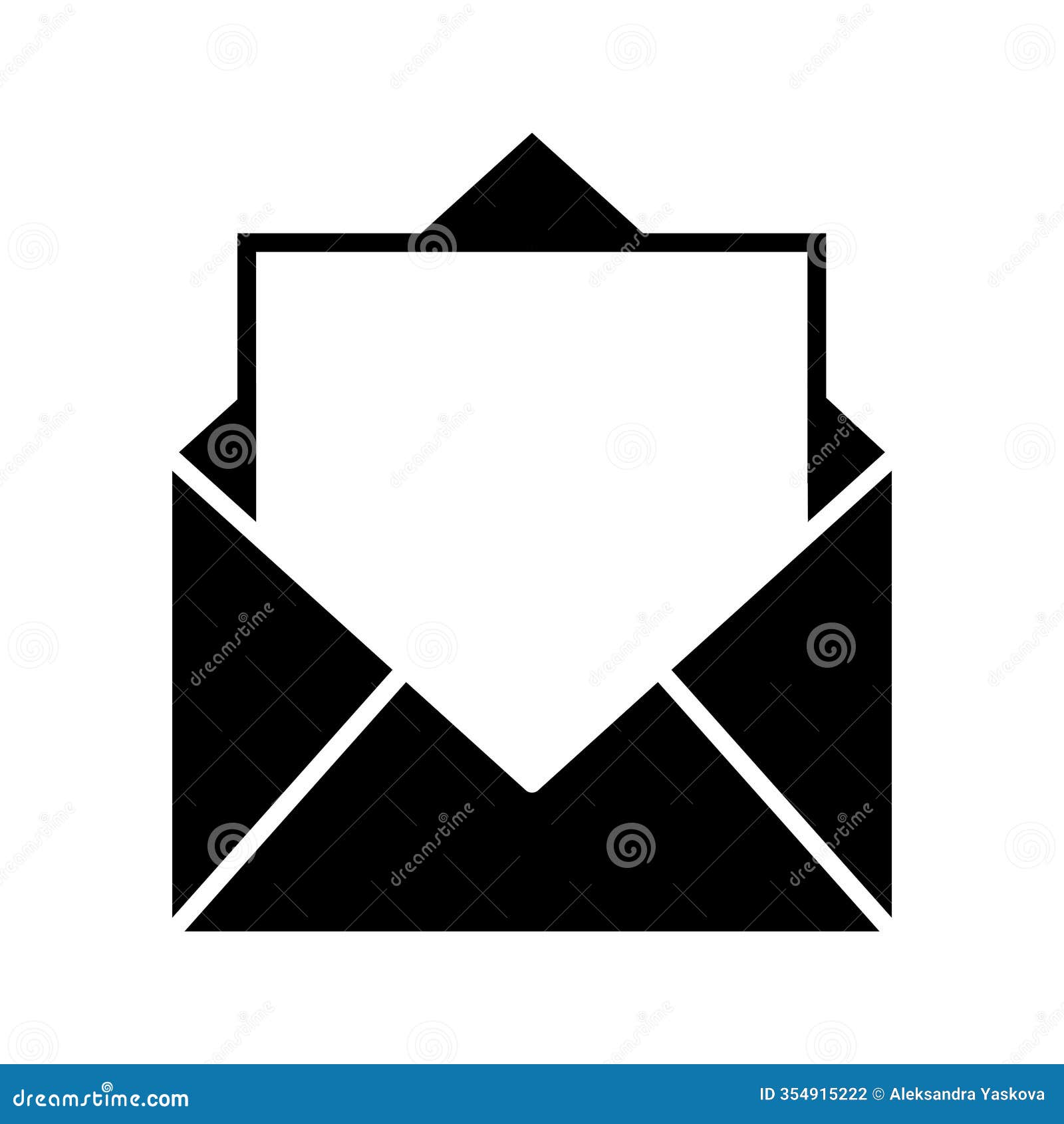 Black Open Empty Email Icon with Blank Letter Inside. Mail Envelope ...