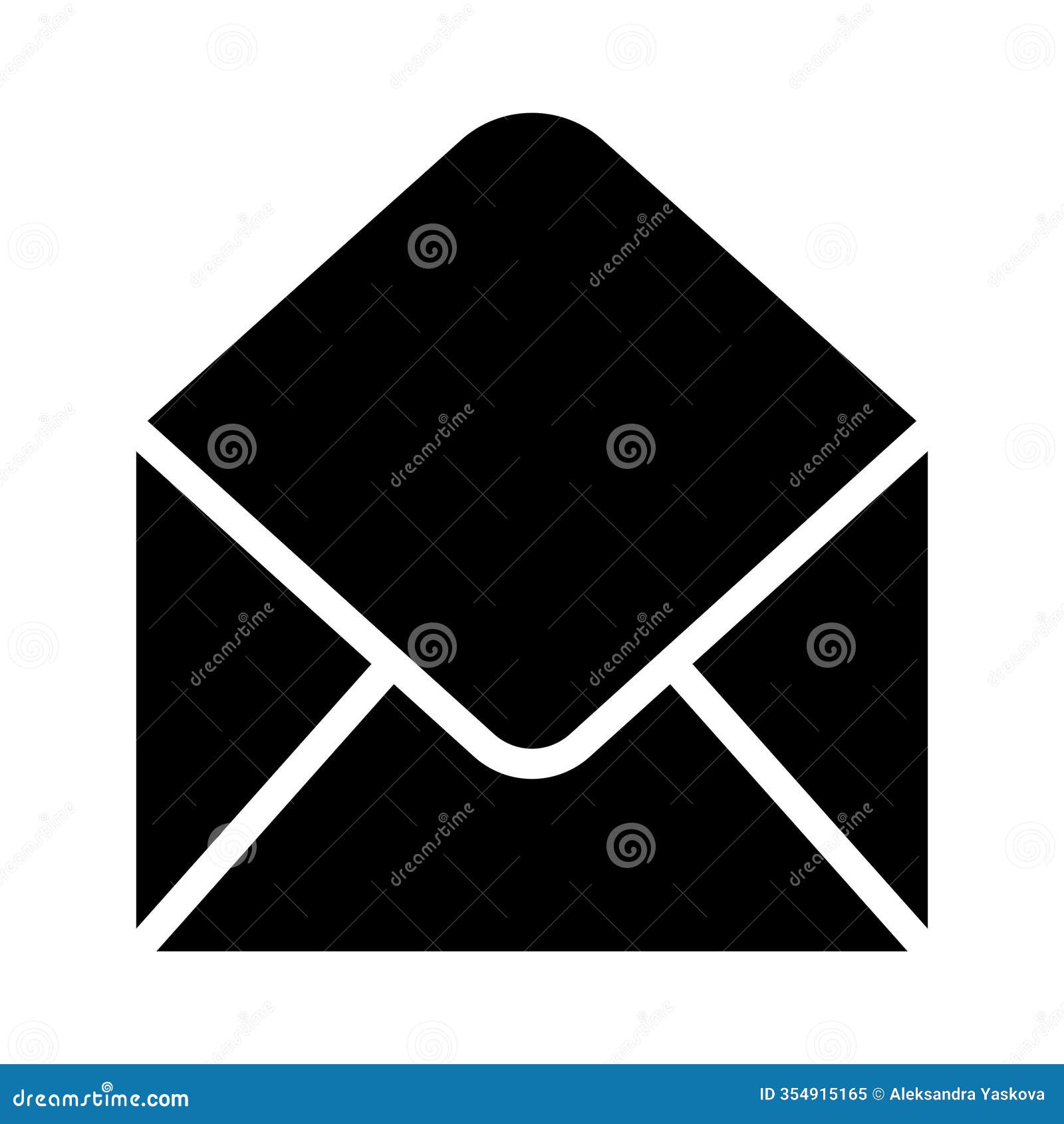 Black Open Empty Email Icon. Mail Envelope Pictogram Stock Illustration ...