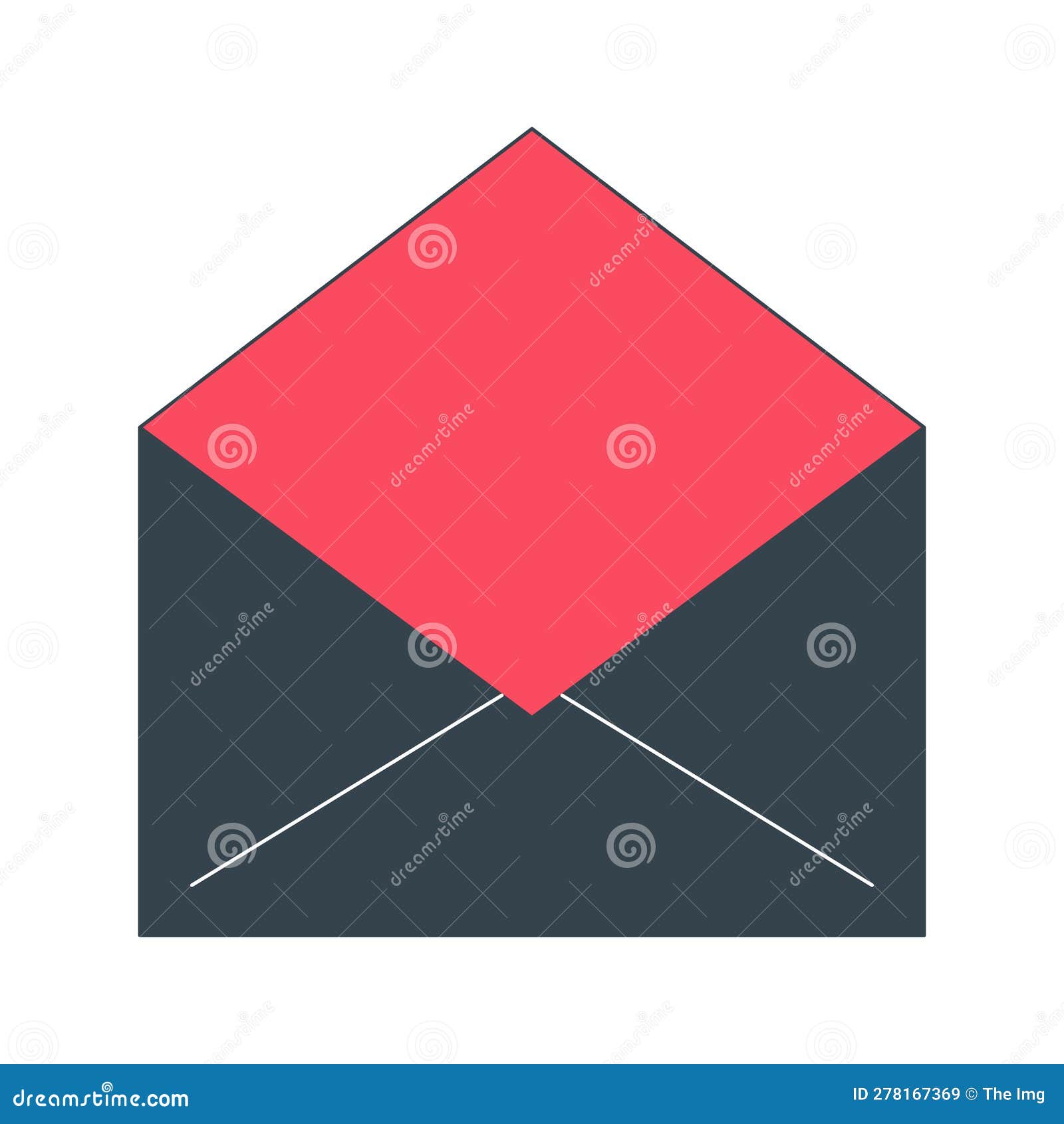 Black Open Envelope with Red Inside Flat Line Color Isolated Vector ...