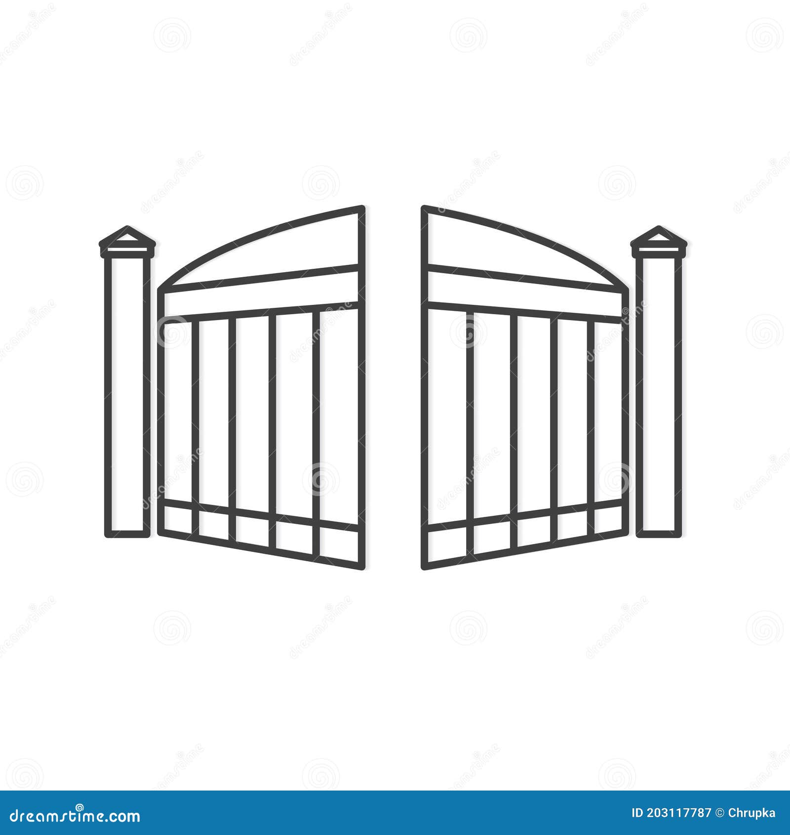 Black open modern gate stock vector. Illustration of outline - 203117787