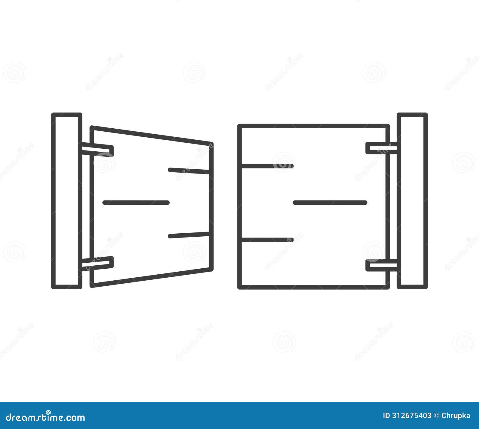 Black open modern gate stock vector. Illustration of front - 312675403