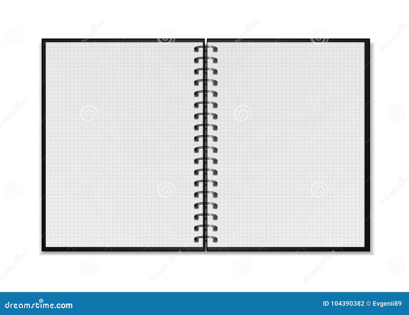 Black Open Realistic Spiral Notepad Mockup with Square Grid Sheets on ...
