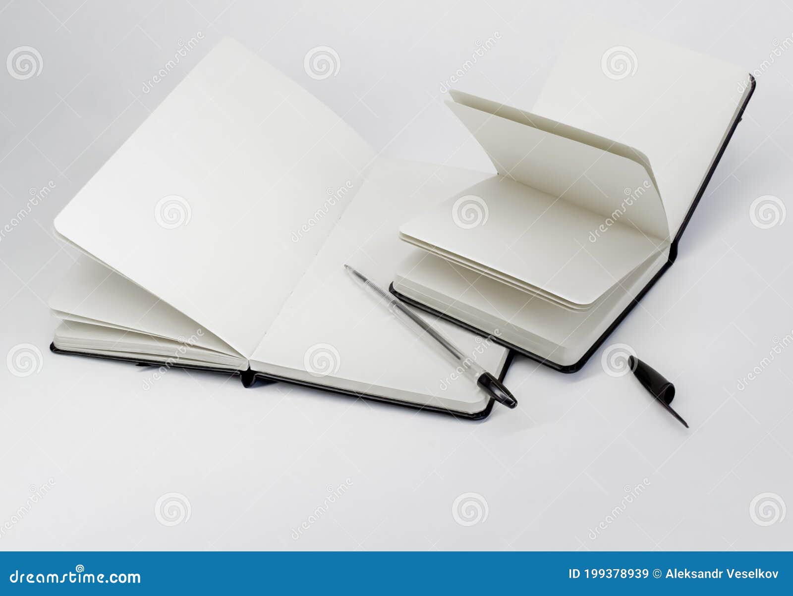 Black Open Small and Large Notebooks with Blank White Pages and ...