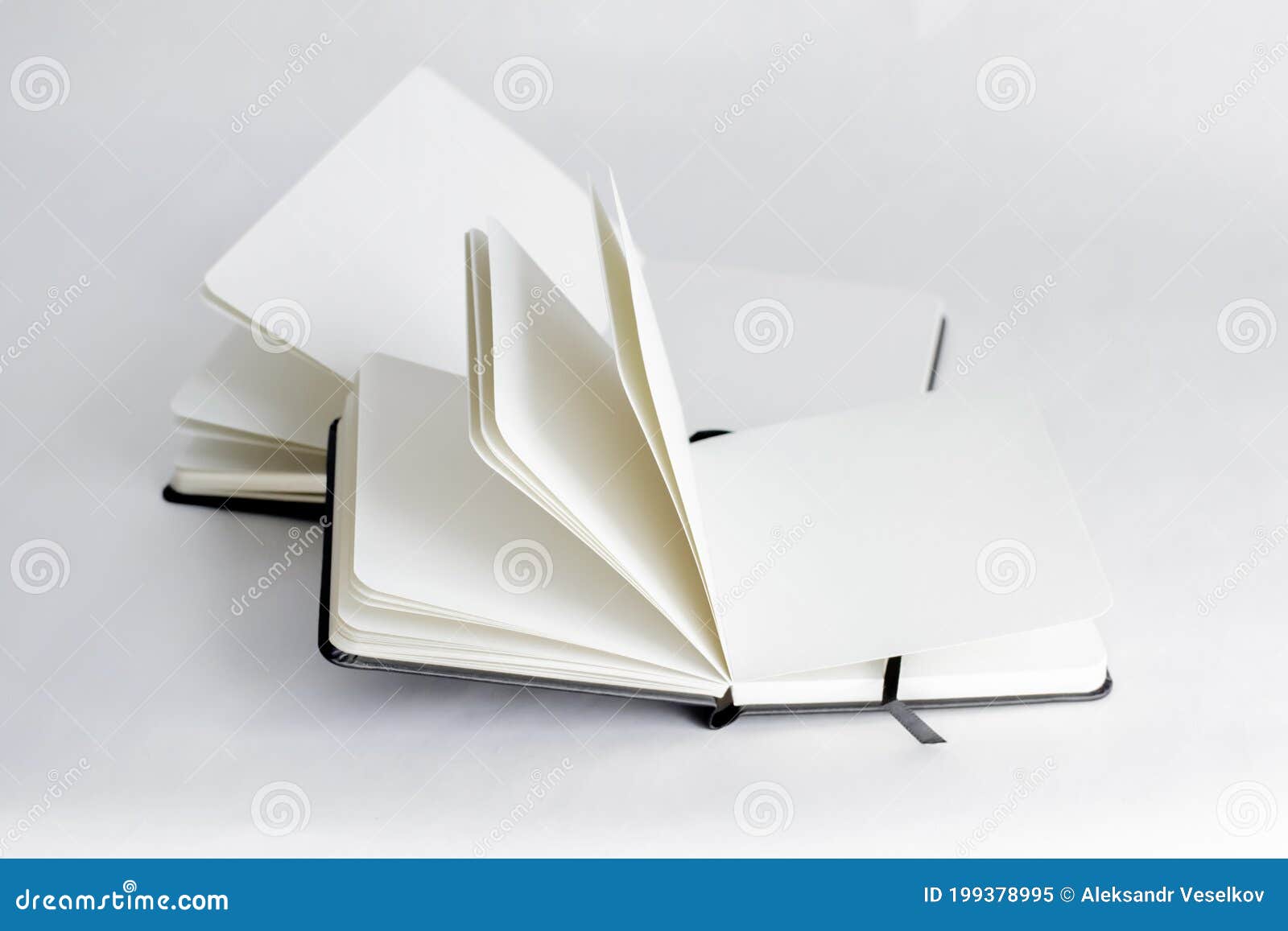 Black Open Small Notepad and Unfold Large Notebook with Blank Light ...