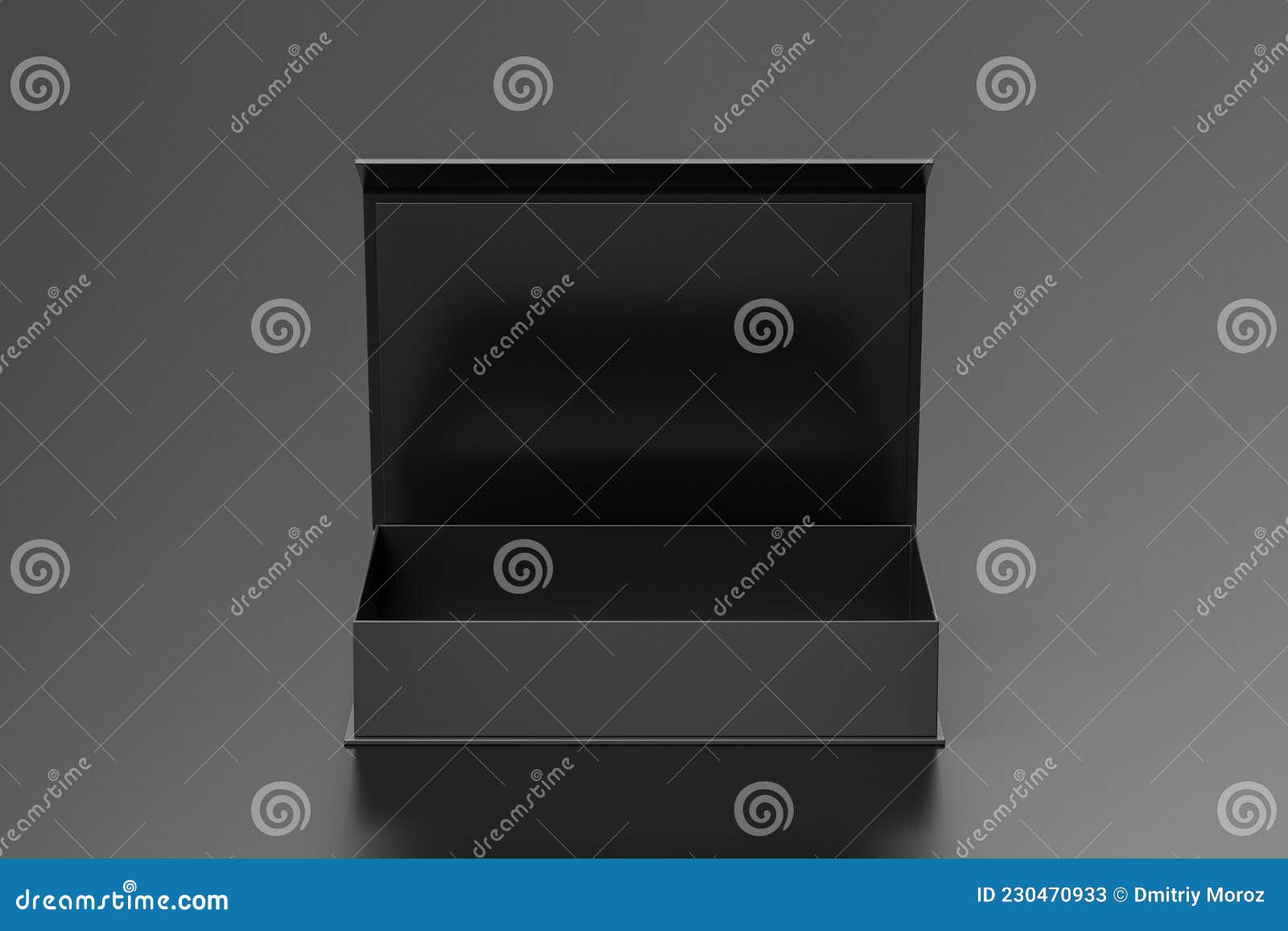 Black Opened Rectangle Folding Gift Box Mock Up on Black Background ...