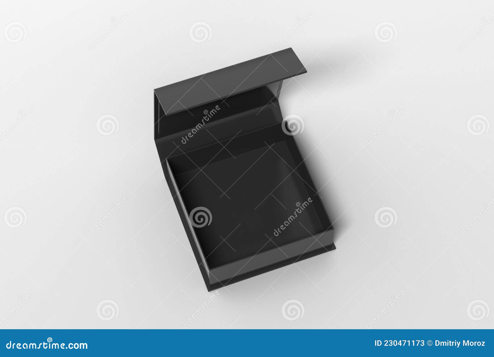 Black Opened Square Folding Gift Box Mock Up on White Background. View ...
