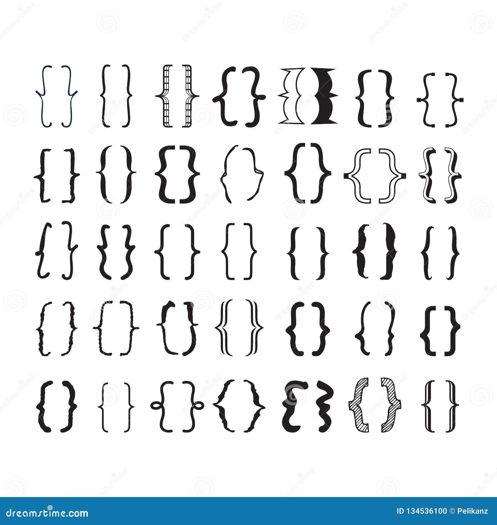 Black Opening and Closing Pairs Curly Brackets or Braces with Different ... Black Opening and Closing Pairs Curly Brackets or Braces with Different ...