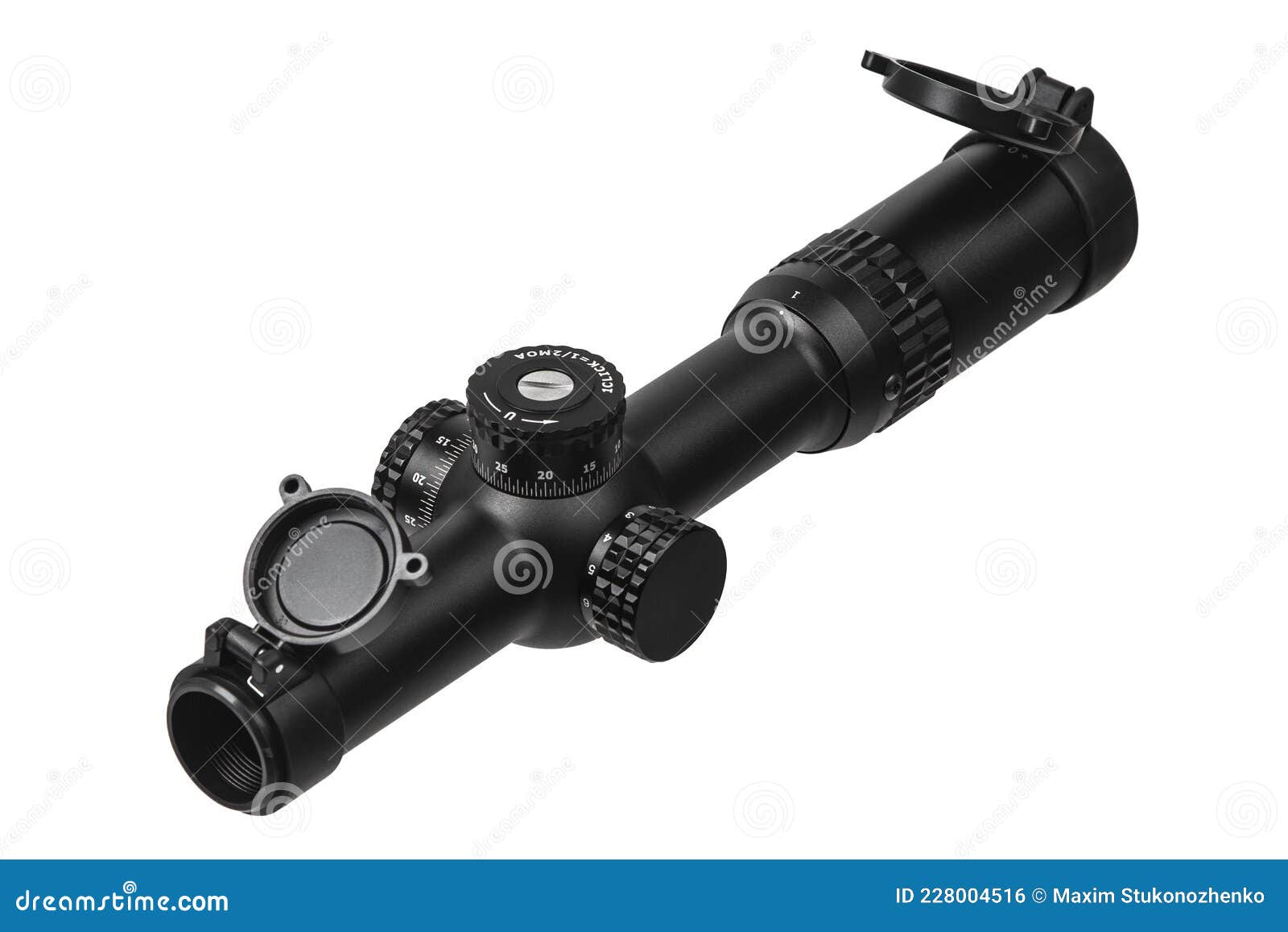 Black Optical Sniper Scope Isolated on White Back Stock Photo - Image ...