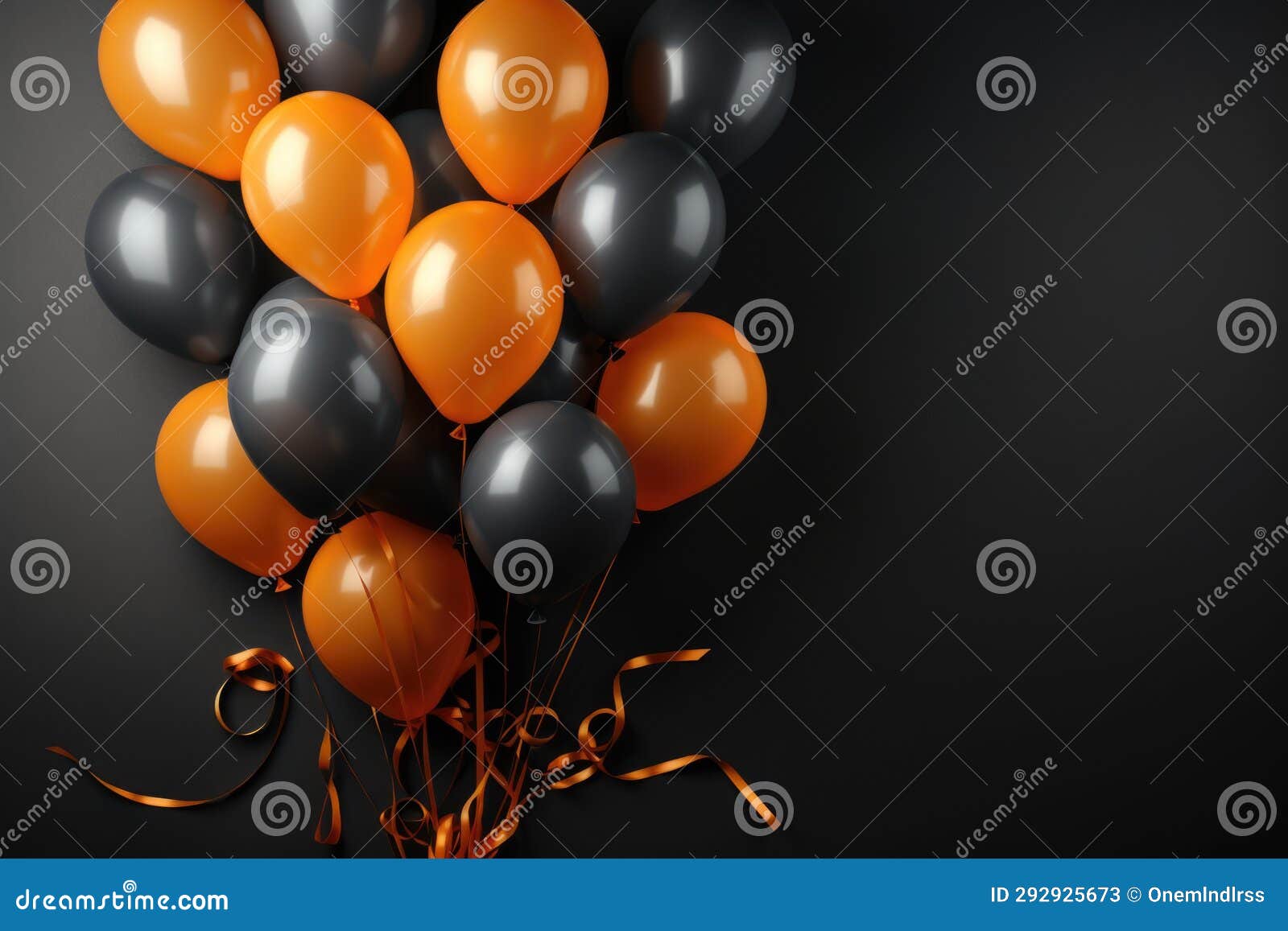Black and Orange Balloons on a Dark Background Stock Image - Image of ...
