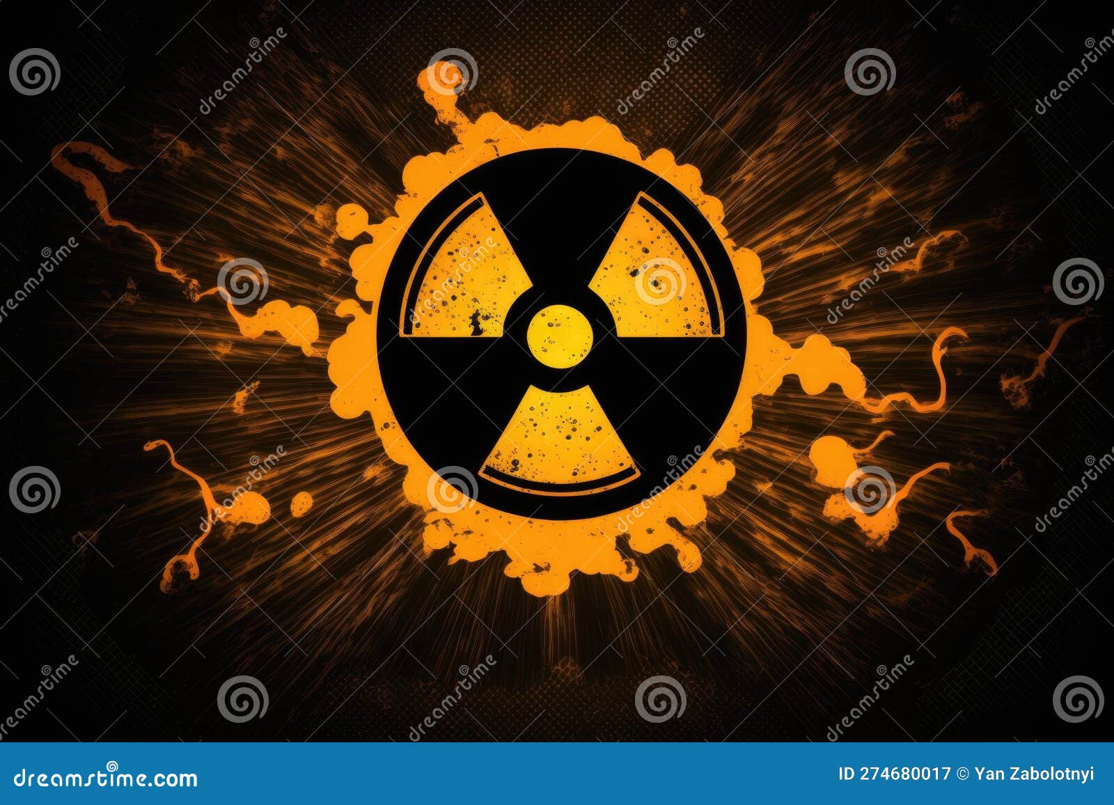 Black and Orange Caution Symbol with Radiation. Generative AI Stock ...