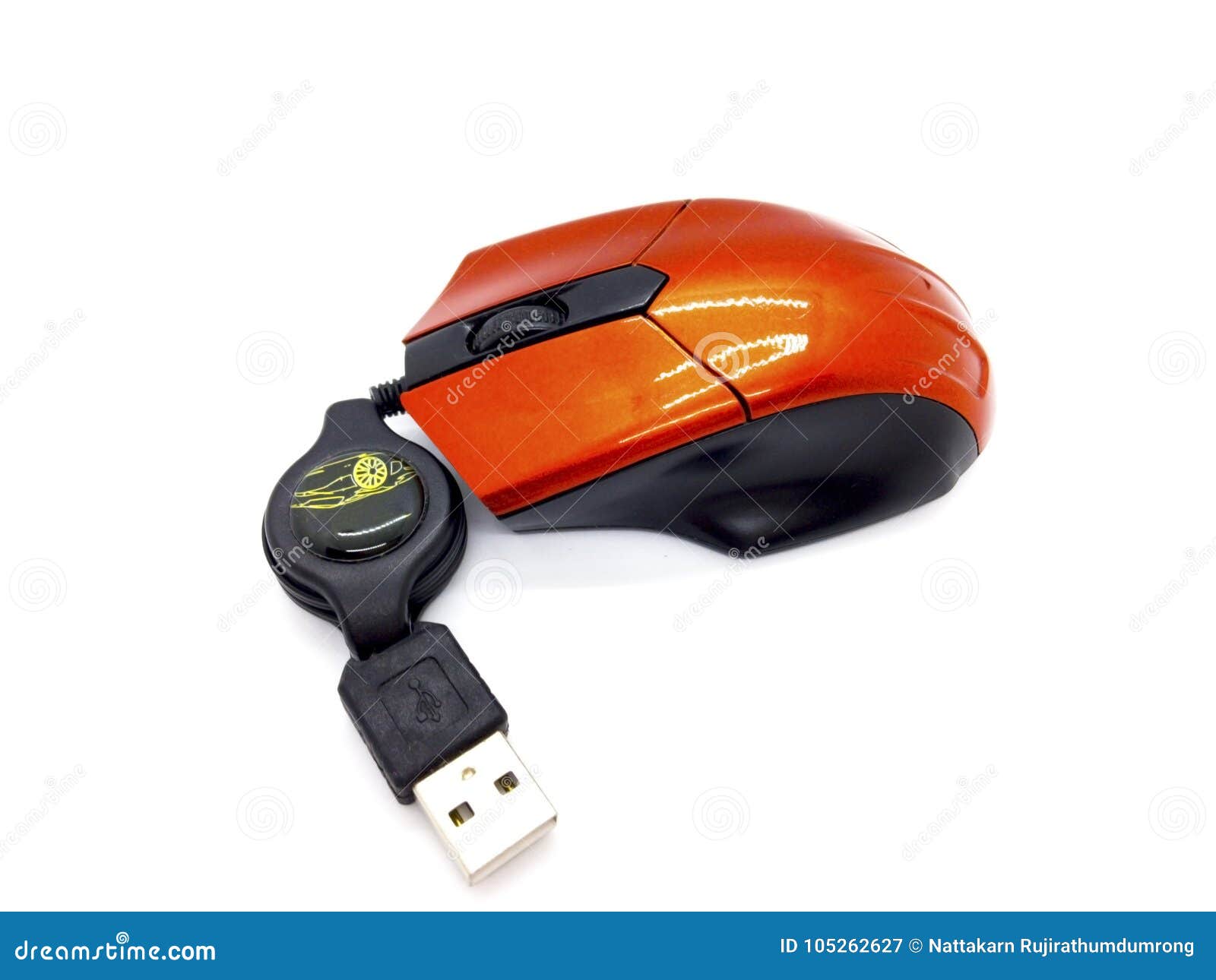 Black and Orange Computer Mouse Isolated on White Background Wit Stock ...