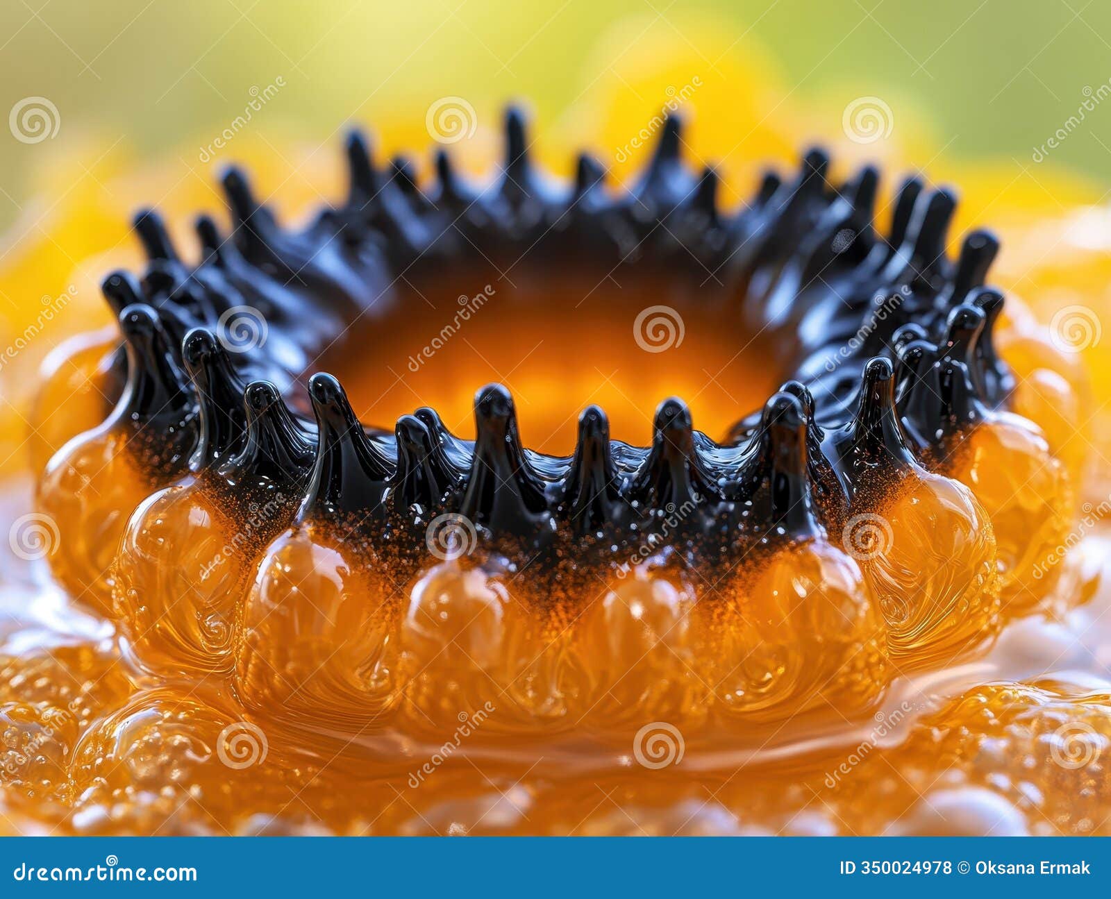 Black Orange Liquid Splash Forms, Ferrofluid, Black Splash Spikes ...