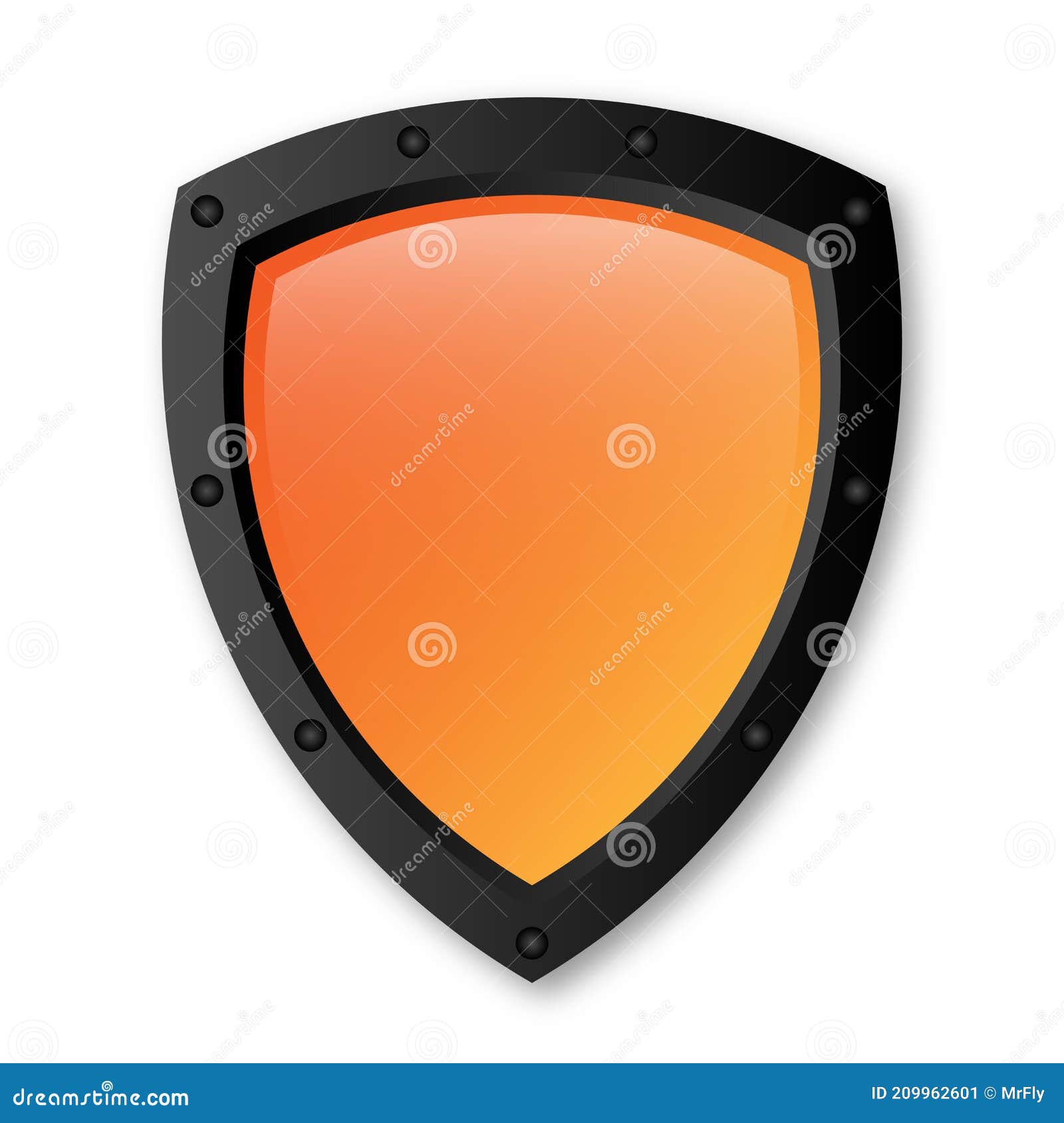 Black and Orange Metal Protection Shield, Vector Illustration Stock ...
