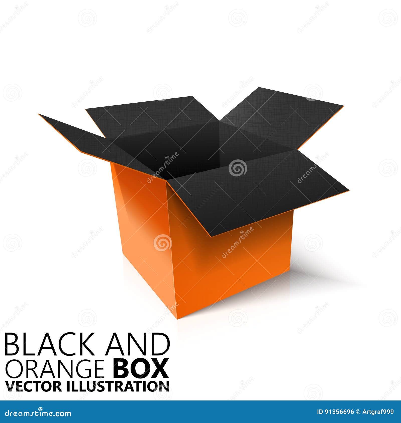 Black and Orange Open Box 3D/ Vector Illustration Stock Vector ...