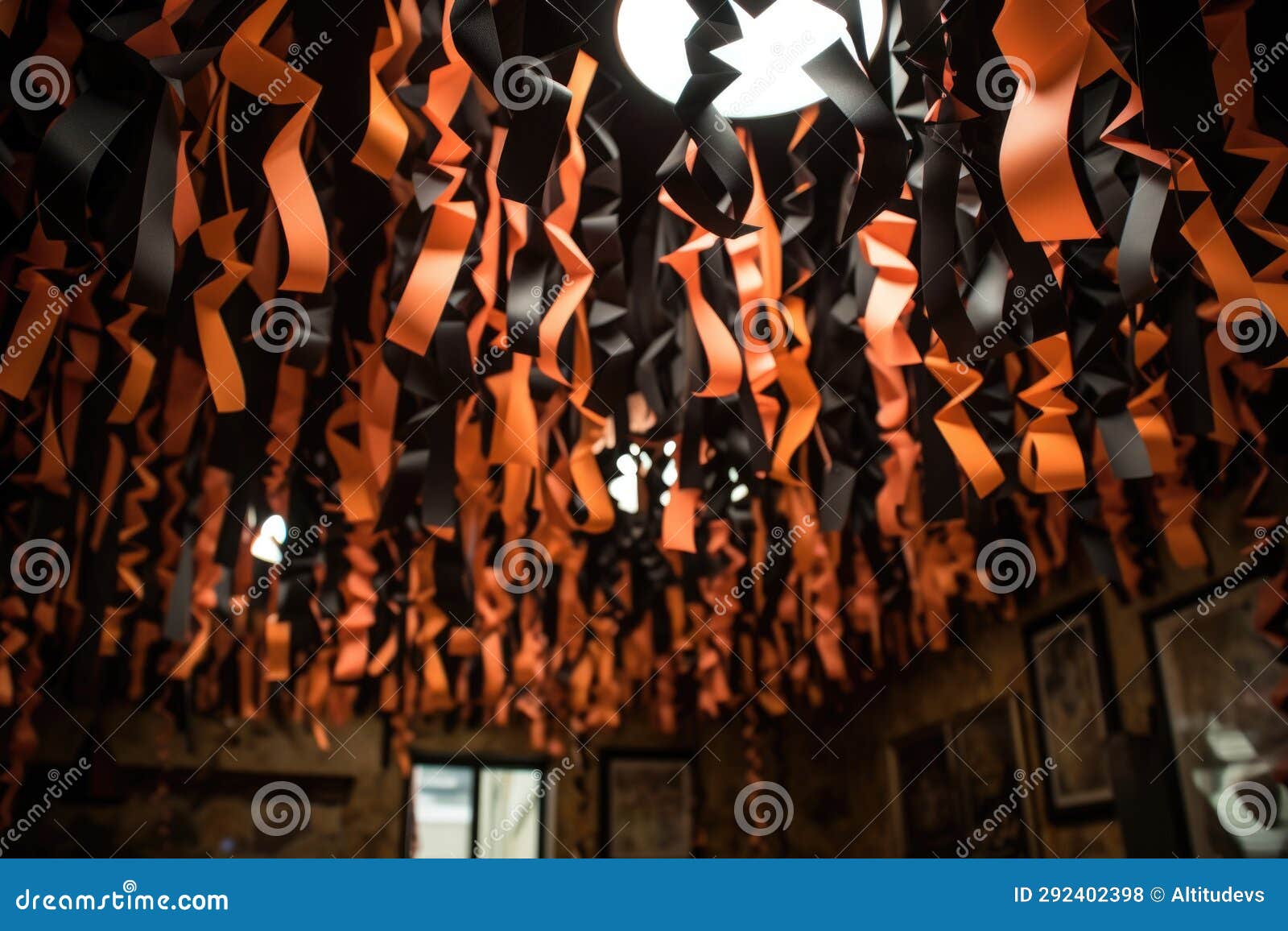 Black and Orange Paper Chains Hanging from the Ceiling Stock Photo ...