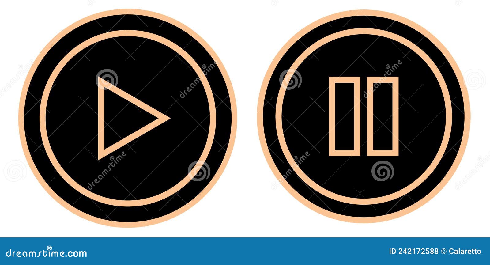 Black Orange Play Pause Button Icon Vector Stock Vector - Illustration ...