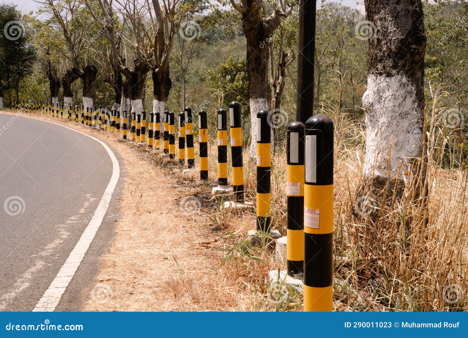 Black Orange Roadblocks Signify Sharp Bends and Ravines Stock Image ...