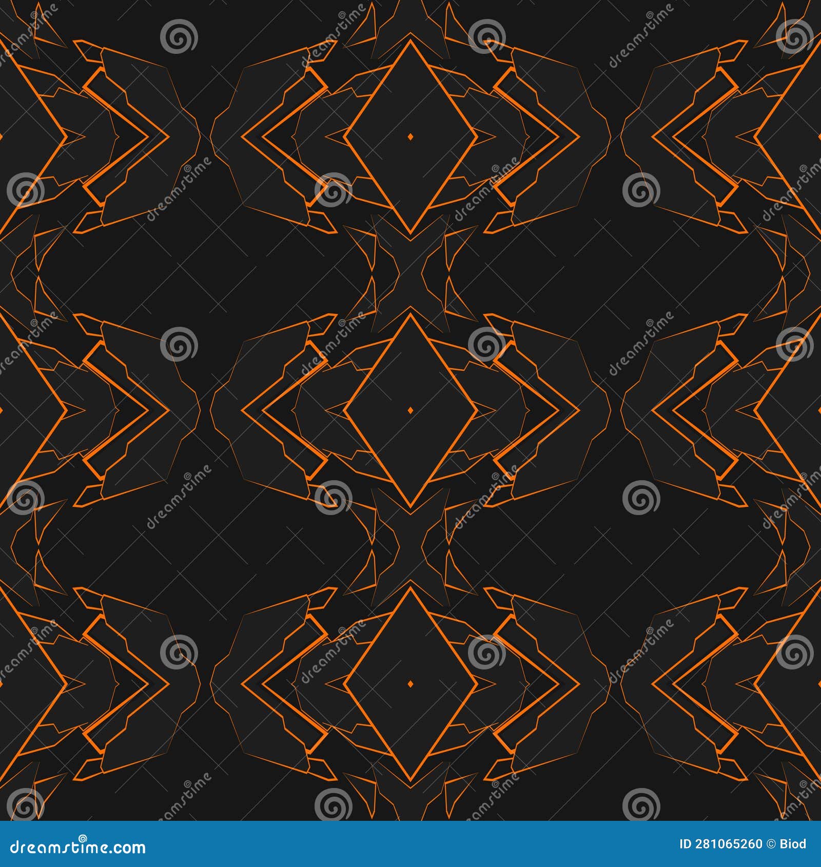 Black and Orange Seamless Pattern with Futuristic Original Abstract ...