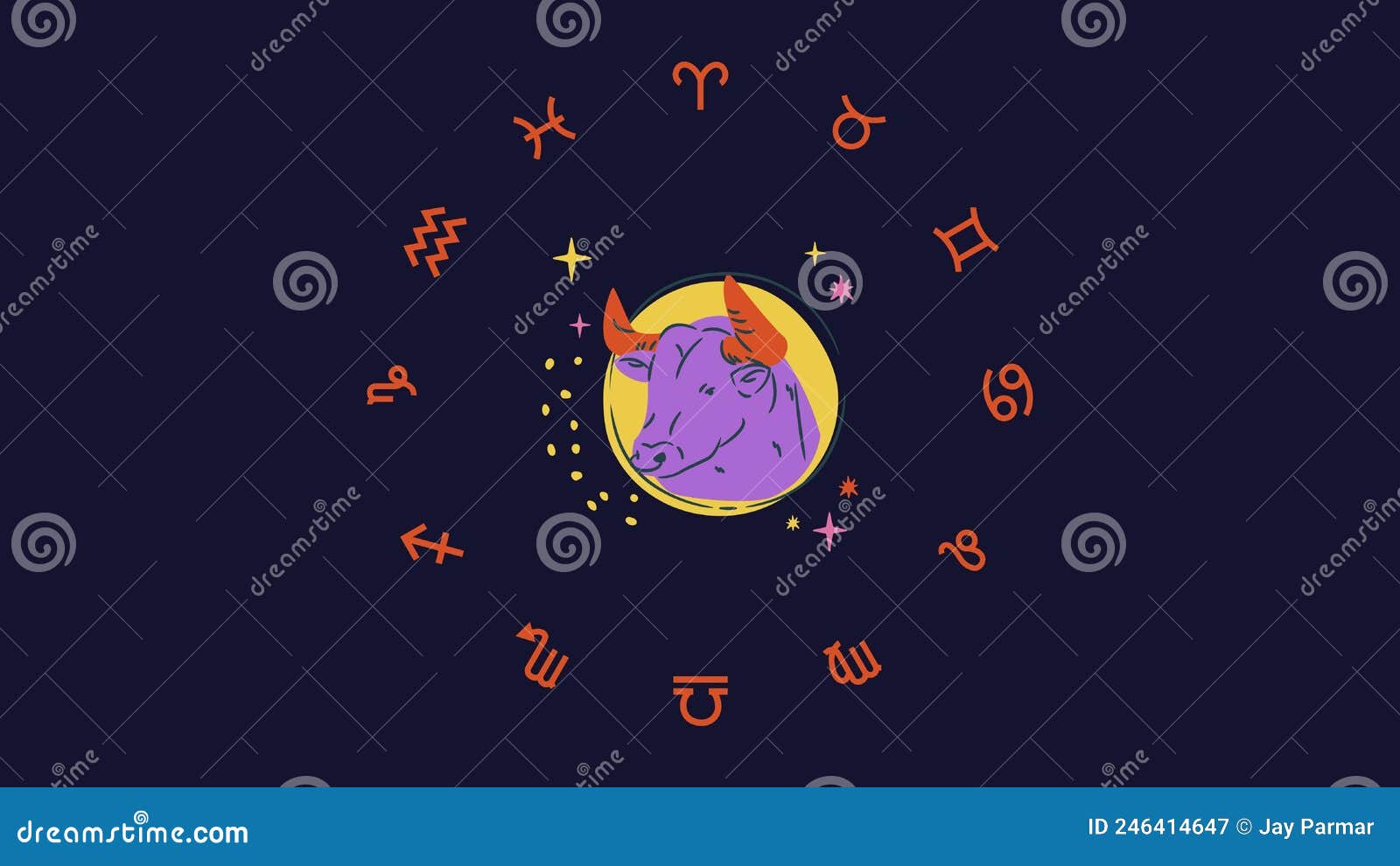 Black and Orange Taurus Astrology Desktop Wallpaper Stock Illustration ...