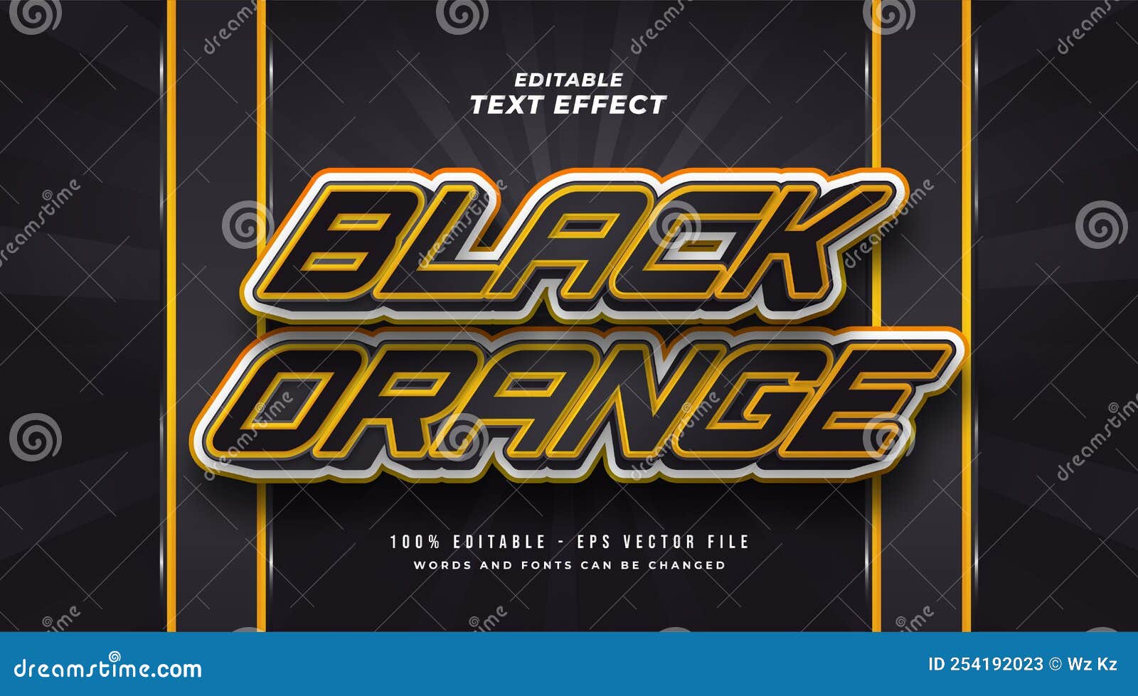 Black and Orange Text Style with Embossed Effect Stock Vector ...