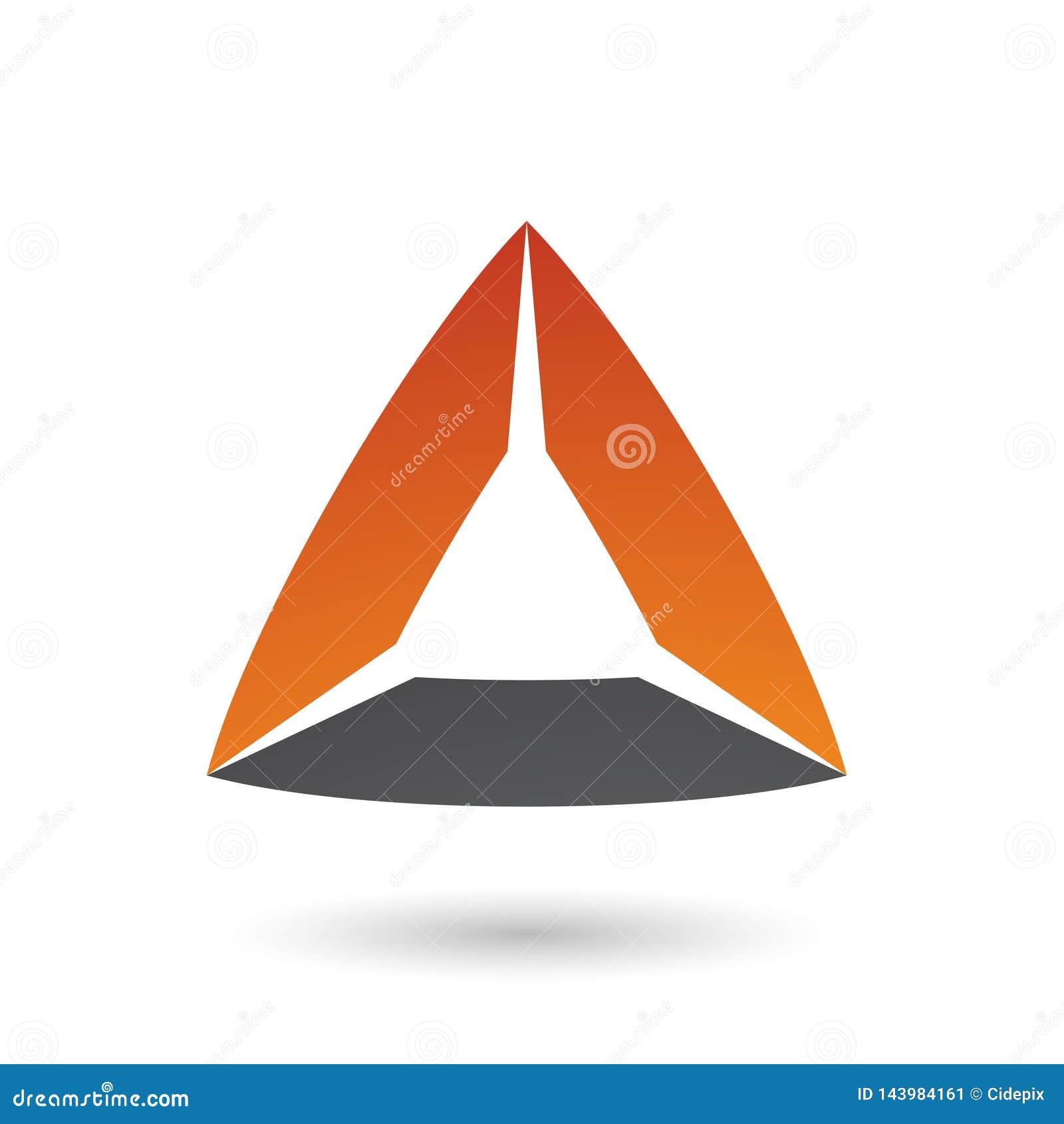 Black and Orange Triangle with Bowed Edges Vector Illustration Stock ...