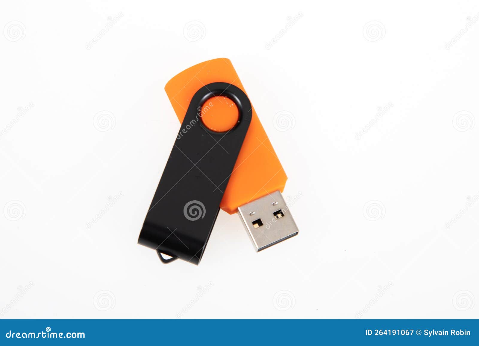 Black Orange Usb Key Flash Drive Mockup Open on White Background Stock ...
