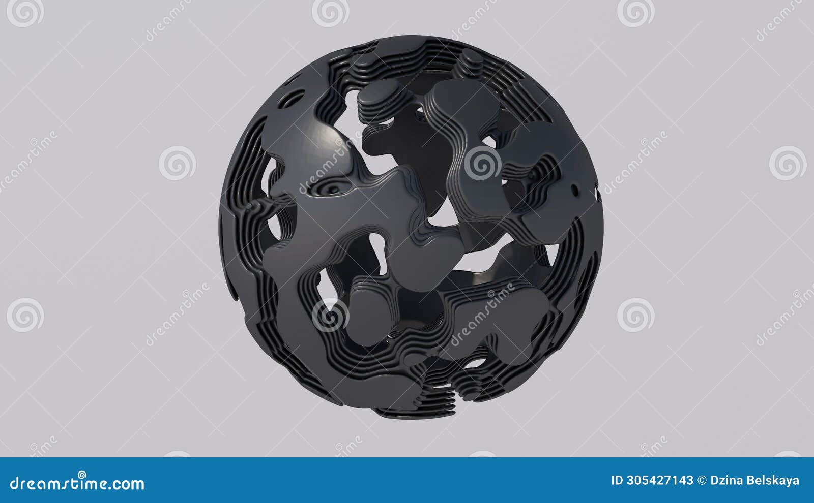 Black Organic Sphere. Abstract Illustration, 3d Render Stock ...