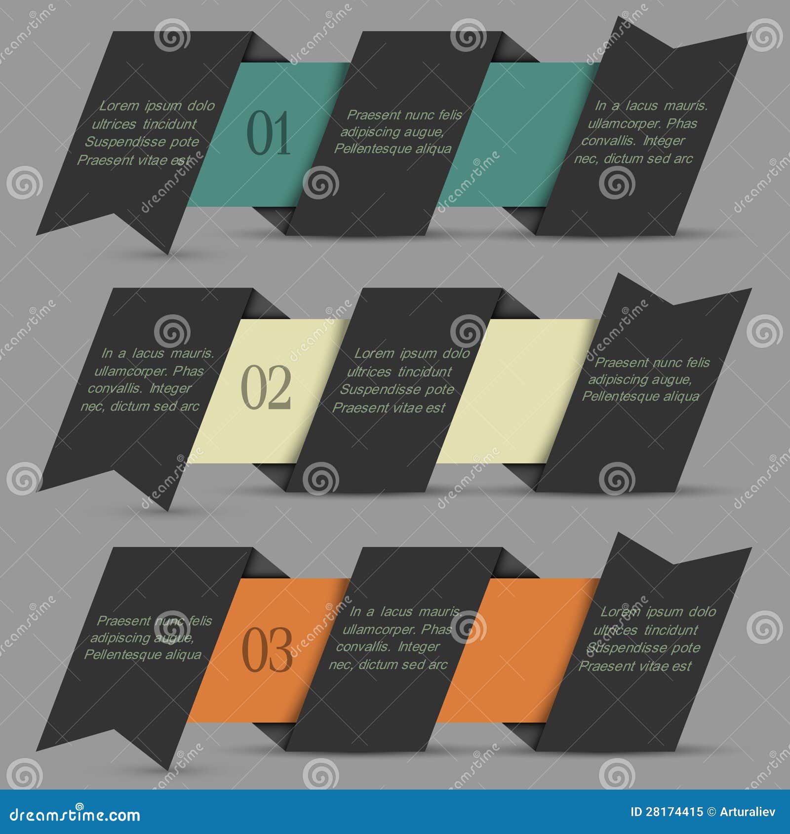 Black Origami Paper Numbered Banners Stock Vector - Illustration of ...