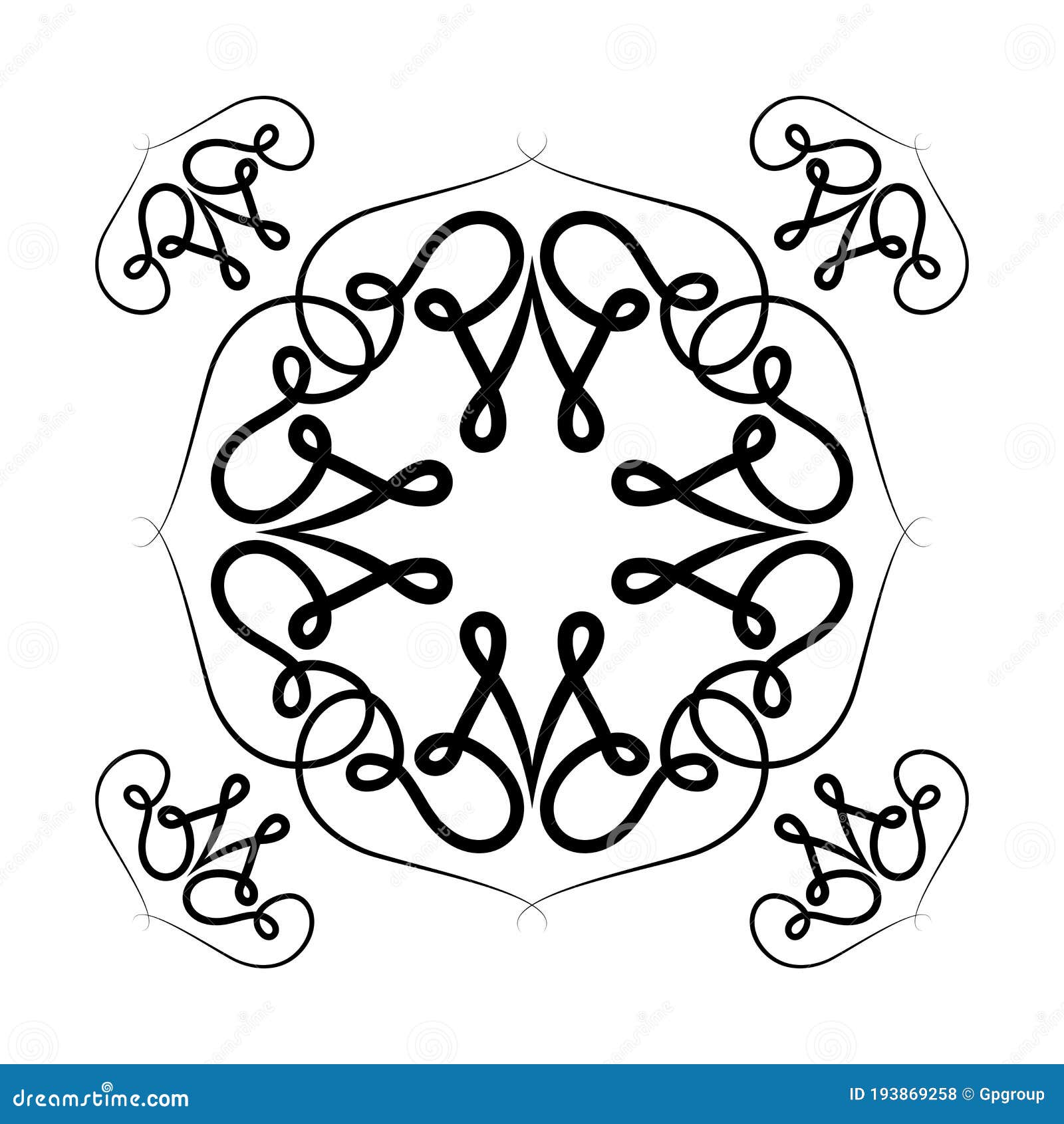 Black Ornament Frame with Curves Vector Design Stock Vector ...