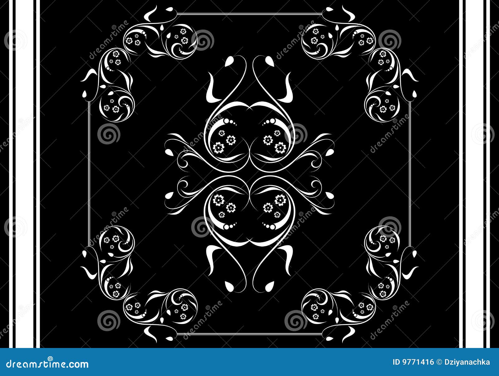 Black ornate background stock vector. Illustration of floral - 9771416