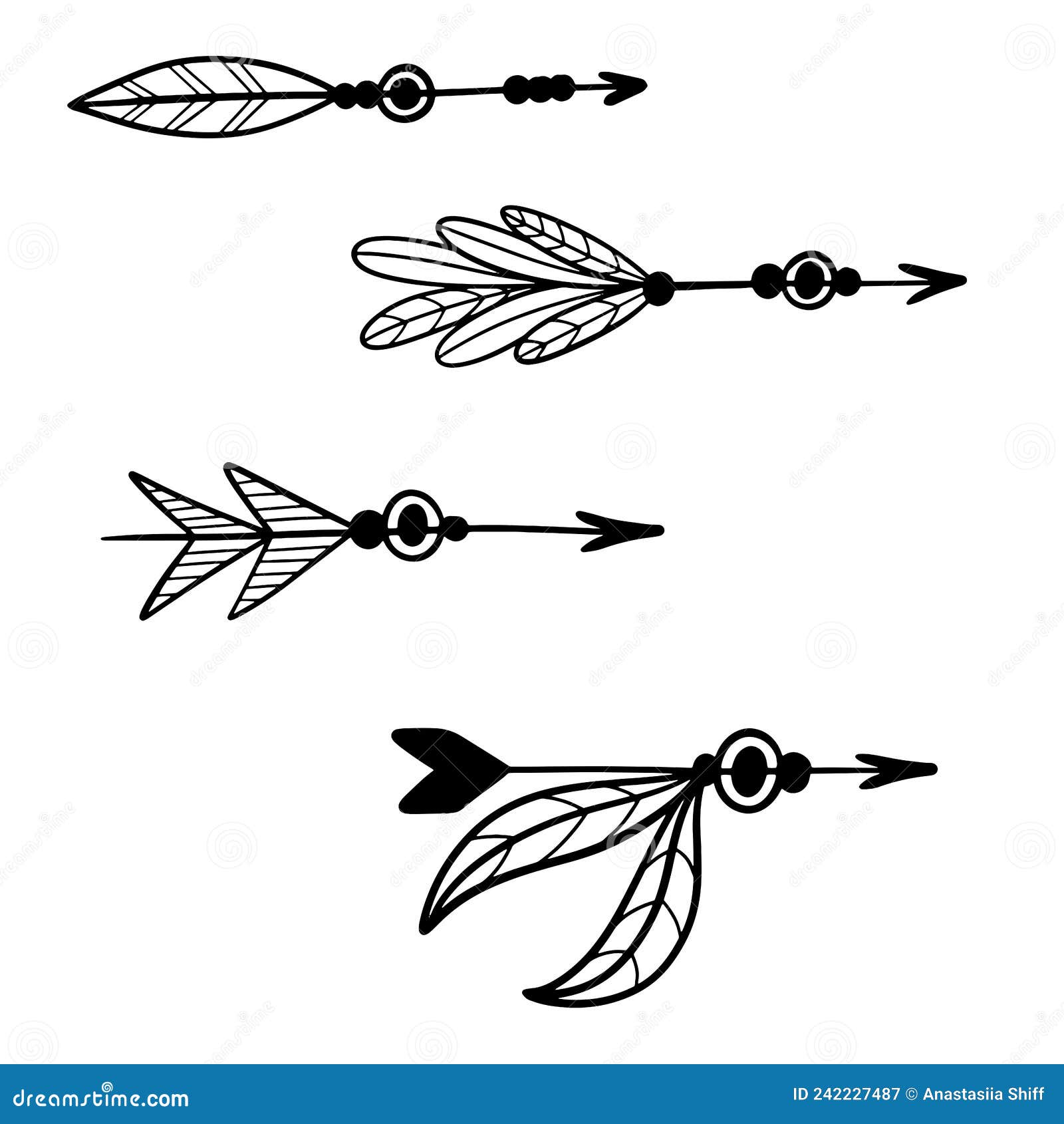 Black Outline Arrows Set. Vector Design Elements on White Background ...
