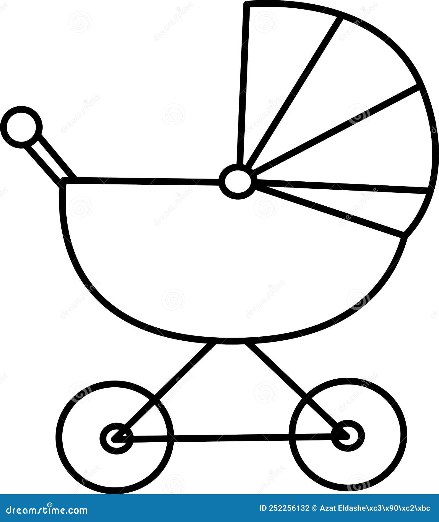 Black Outline Baby Stroller Isolated on White Background Stock Vector ...