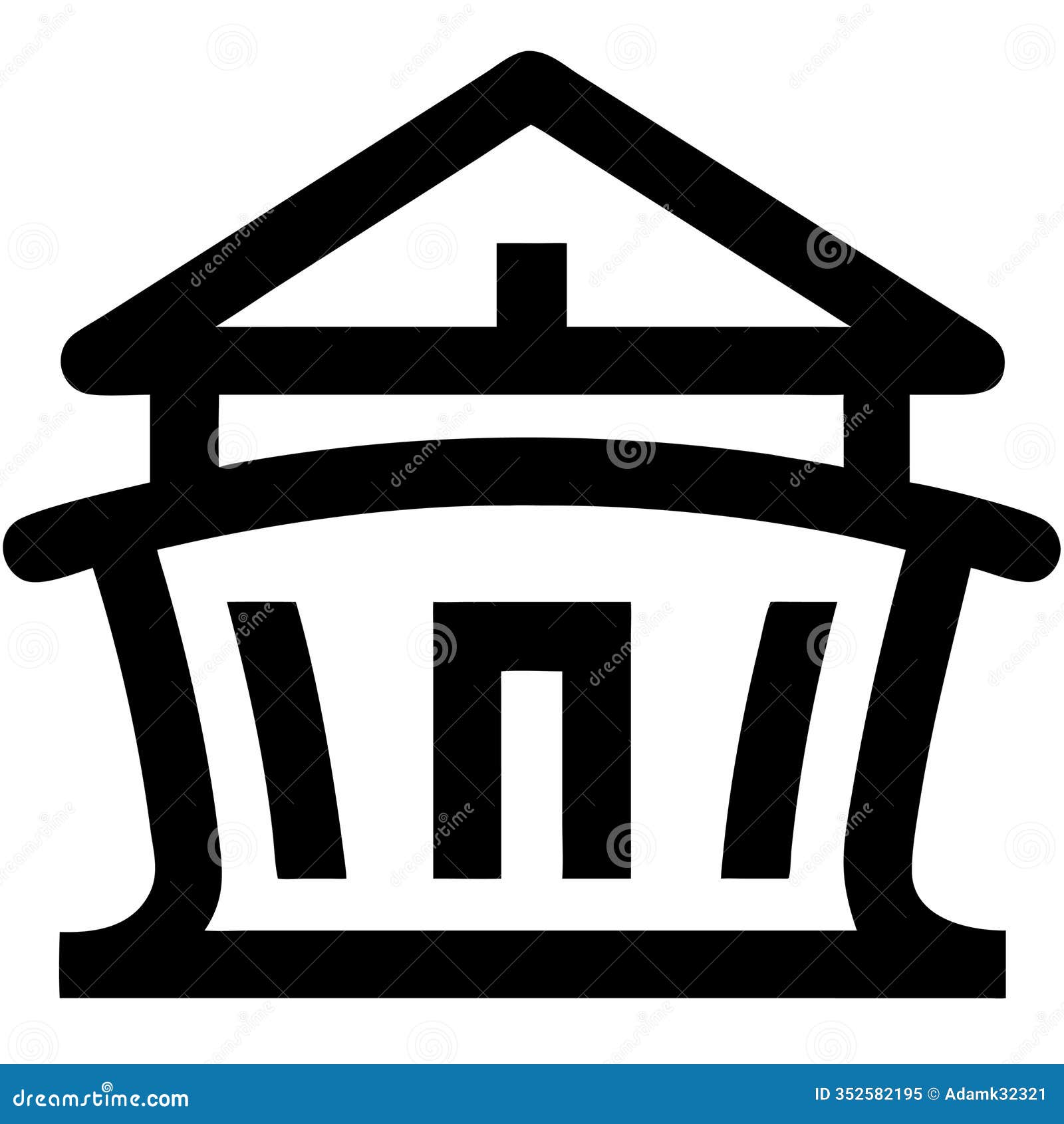 Black Outline Courthouse Classic Column Architecture Vector ...