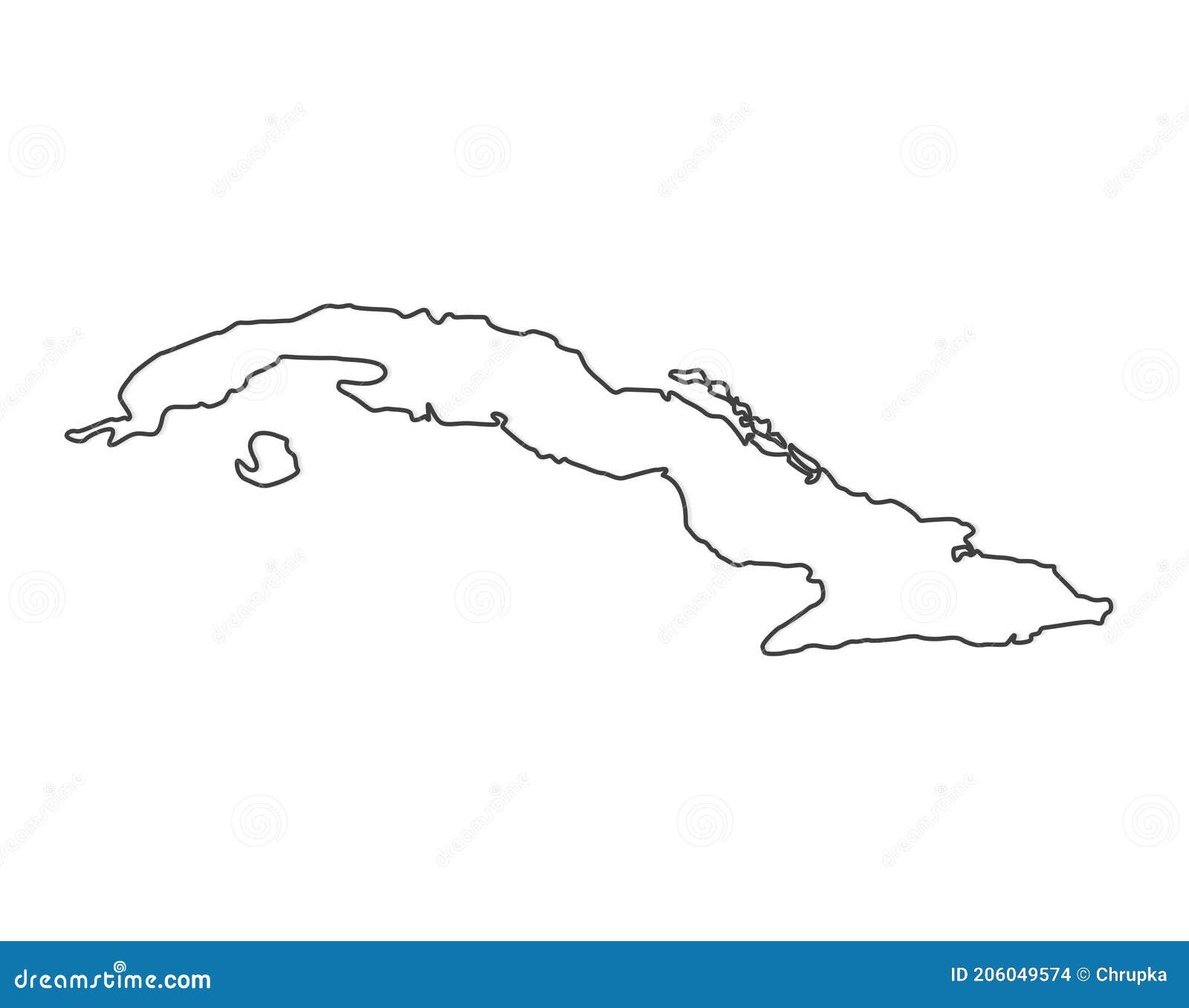 Black outline of Cuba map stock vector. Illustration of tropical ...