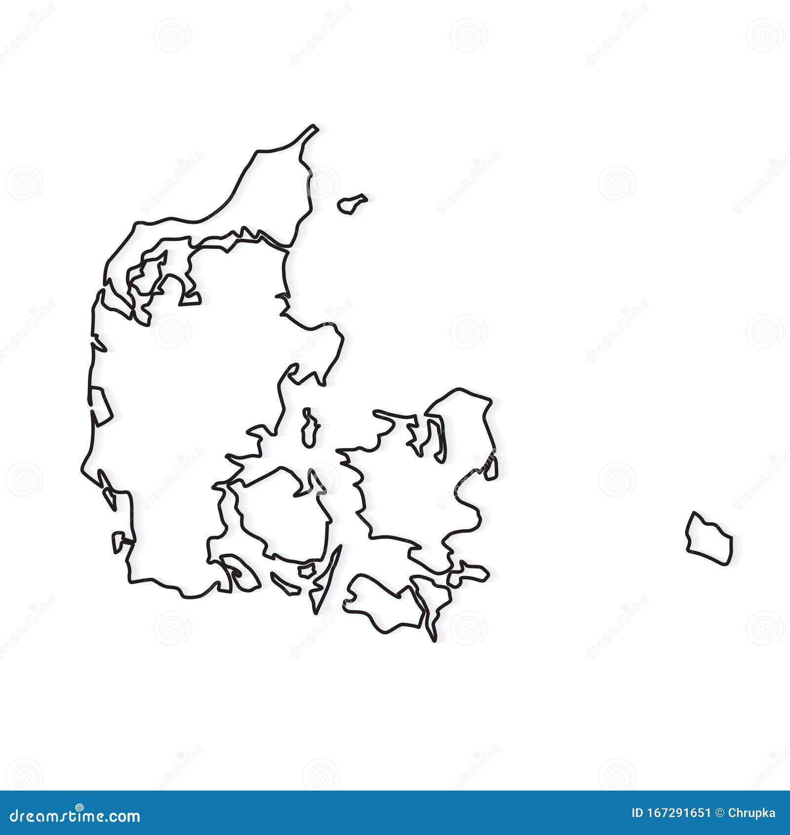 Black Outline of Denmark Map Stock Vector - Illustration of abstract ...