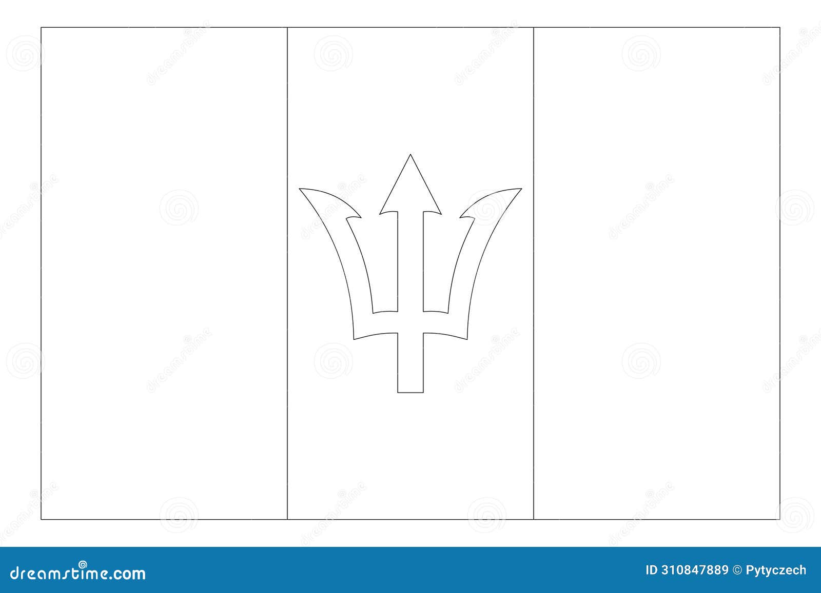 Black Outline Flag of Barbados Stock Vector - Illustration of shape ...