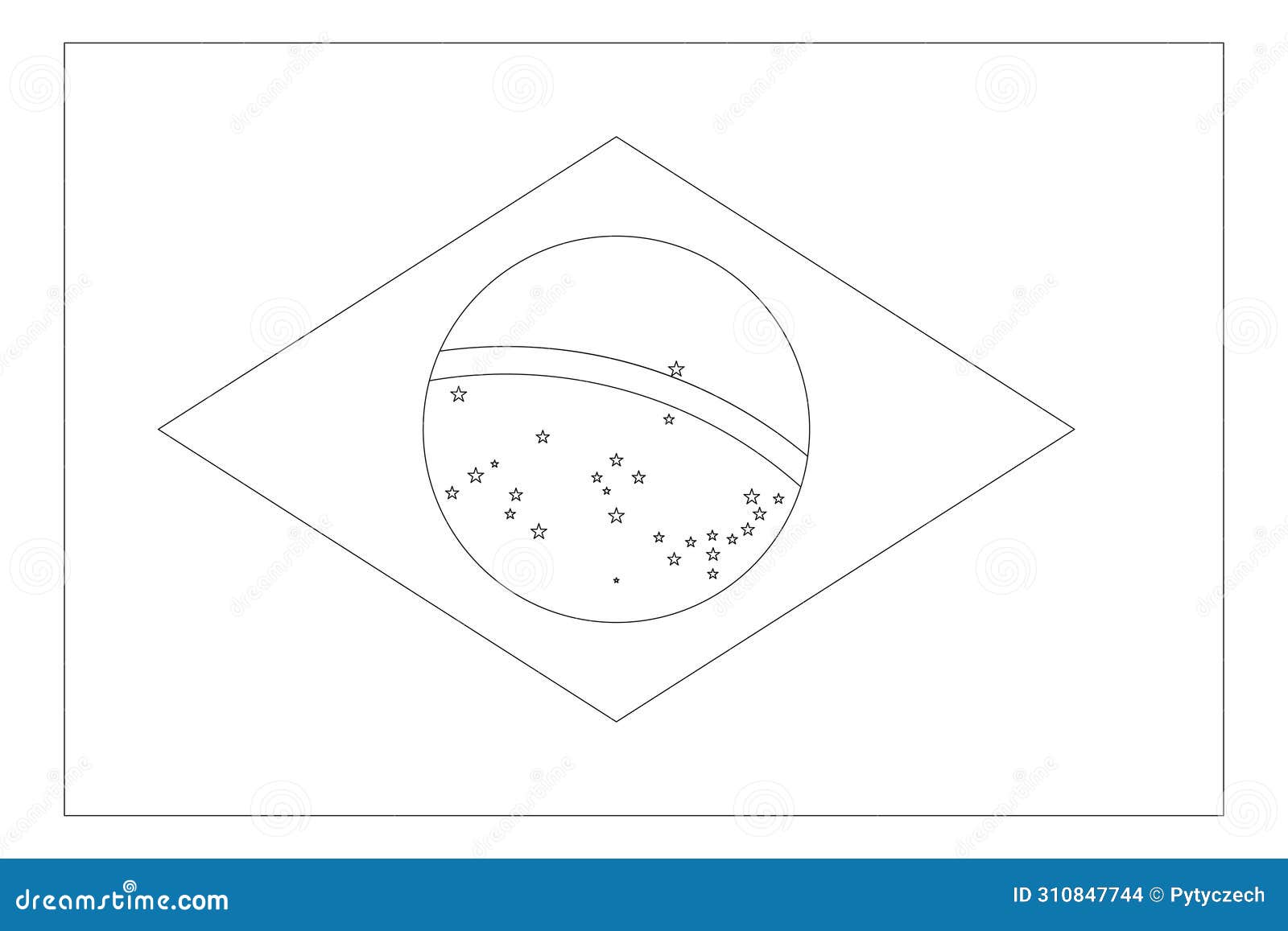 Black Outline Flag of Brazil Stock Vector - Illustration of modified ...