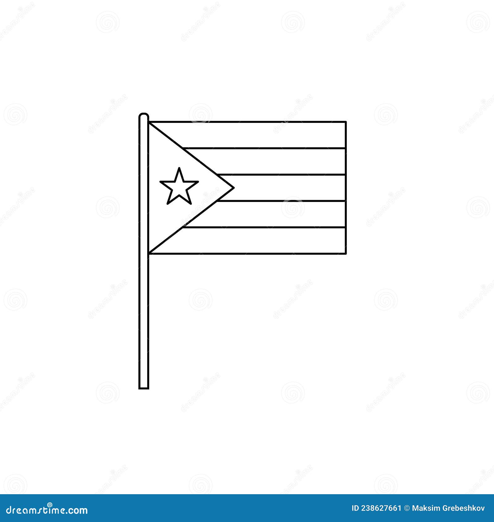 Black Outline Flag on of Cuba. Thin Line Icon Stock Illustration ...