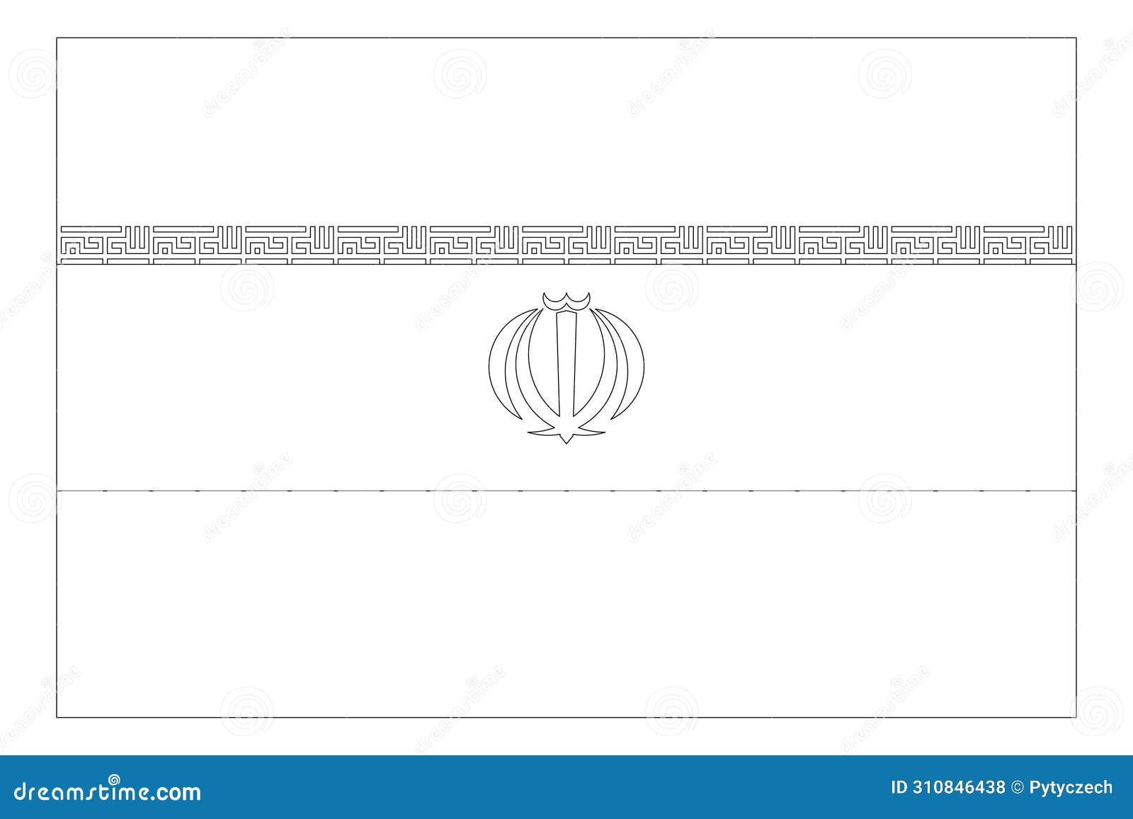 Black outline flag of Iran stock vector. Illustration of ensign - 310846438