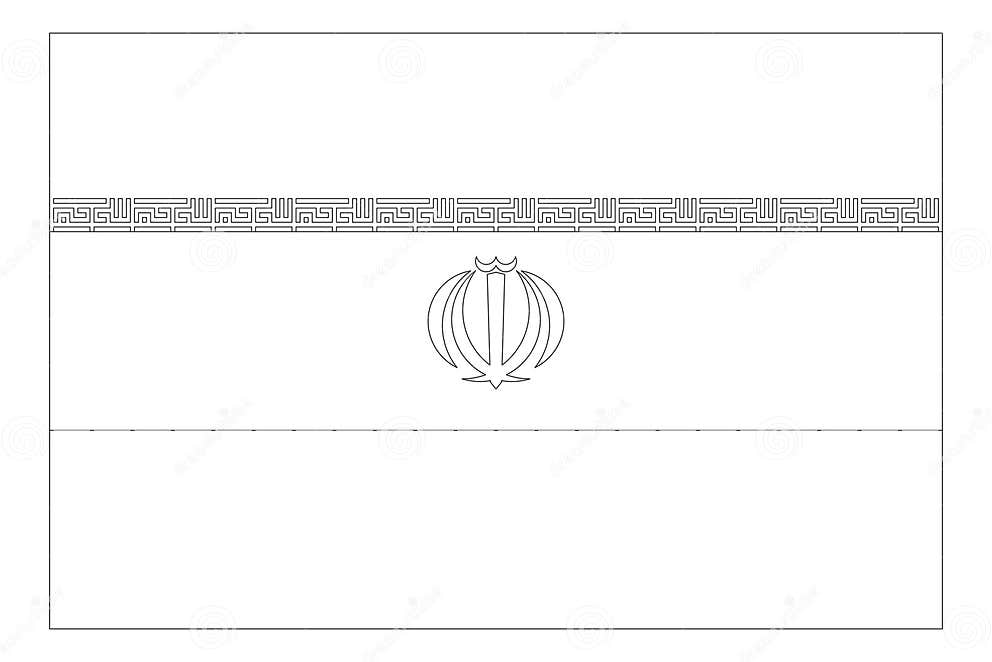 Black outline flag of Iran stock vector. Illustration of ensign - 310846438