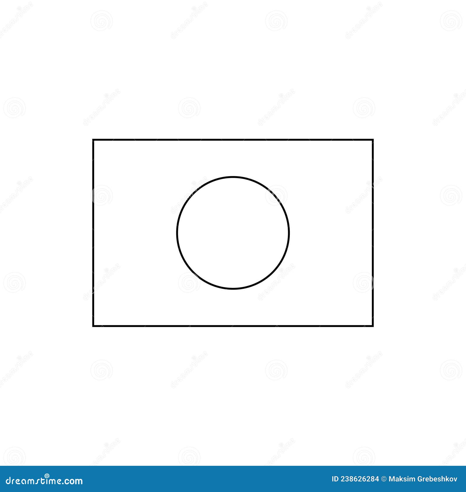 Black Outline Flag of Japan.Thin Line Icon Stock Vector - Illustration ...