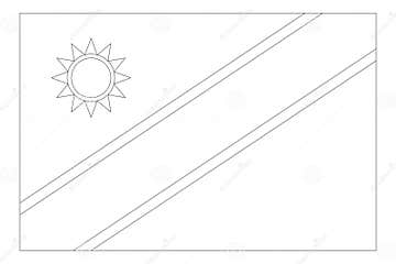 Black Outline Flag of Namibia Stock Illustration - Illustration of ...