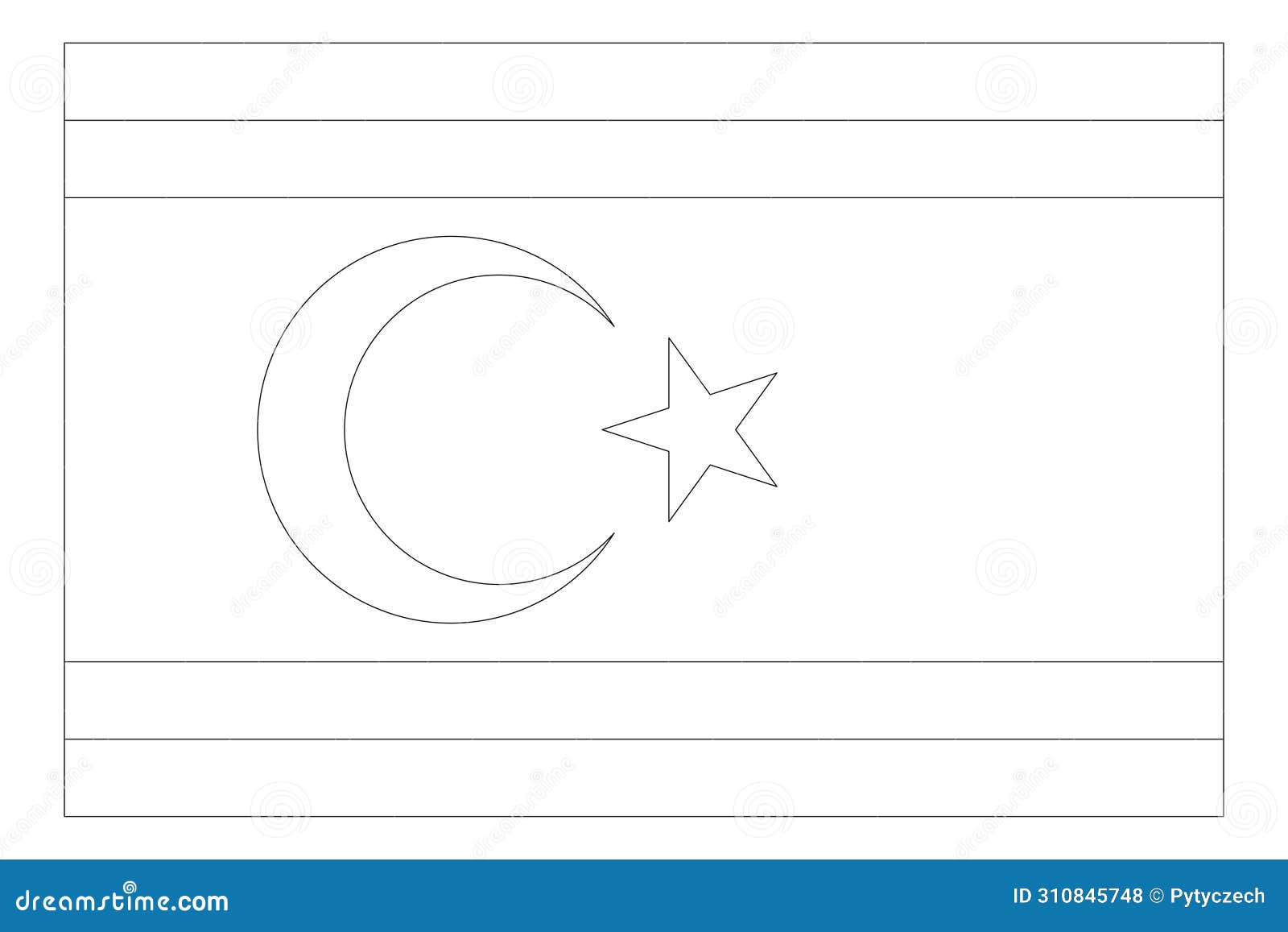 Black Outline Flag of Northern Cyprus Stock Illustration - Illustration ...
