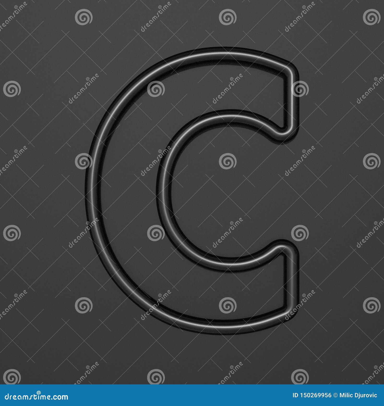 Black Outline Font Letter C 3D Stock Illustration - Illustration of ...