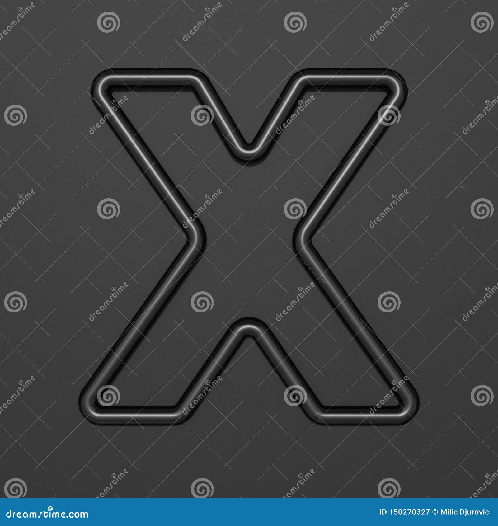 Black Outline Font Letter X 3D Stock Illustration - Illustration of ...
