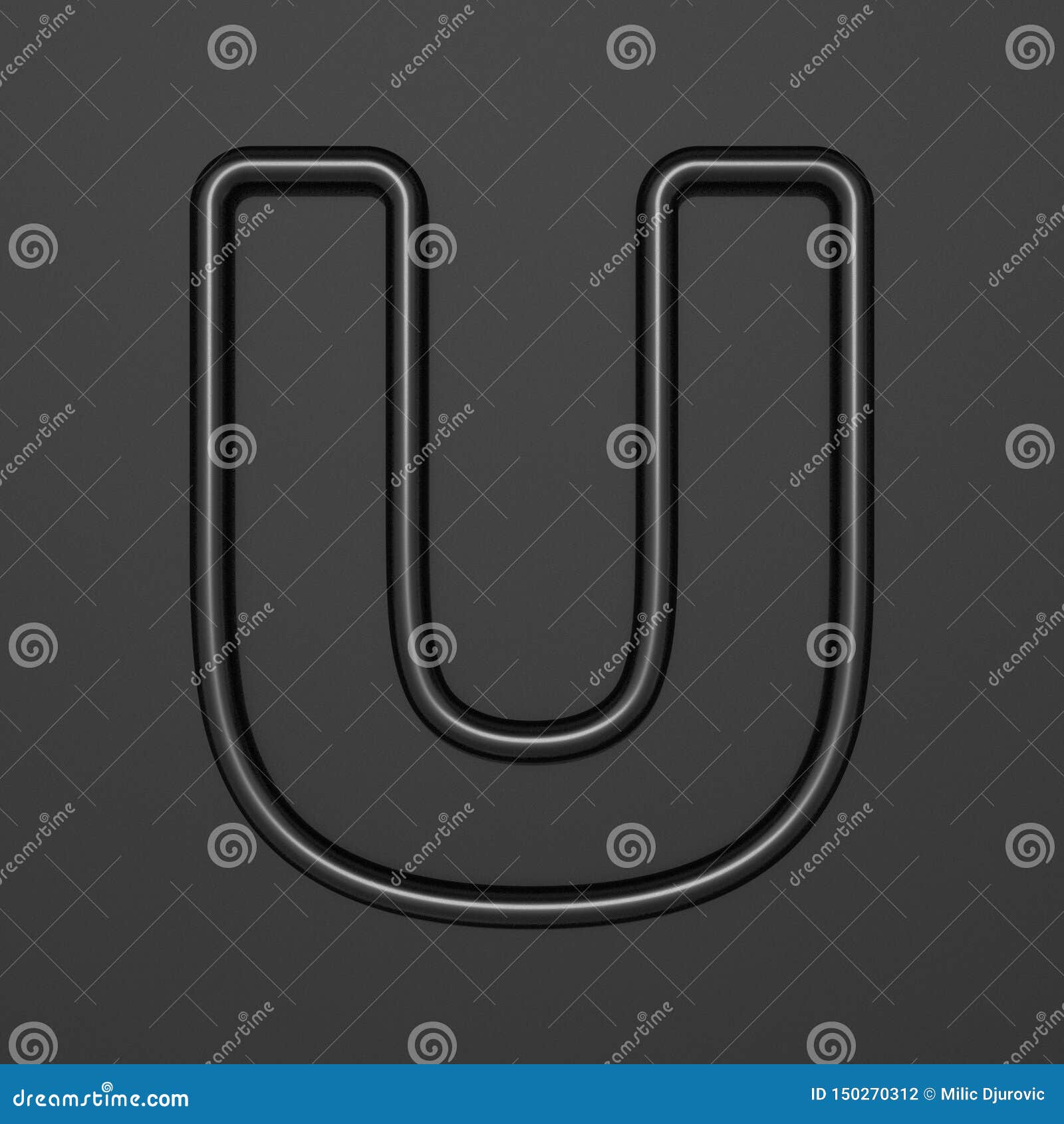 Black Outline Font Letter U 3D Stock Illustration - Illustration of ...