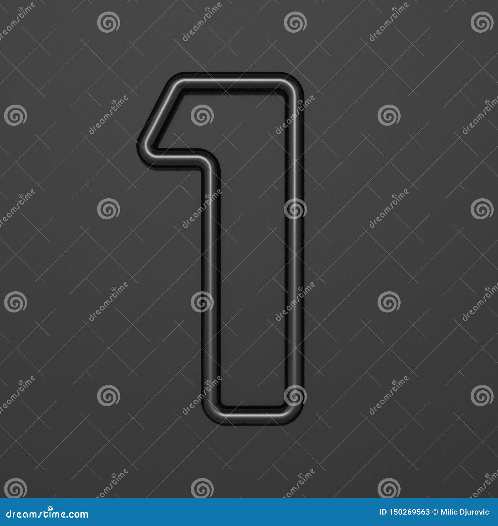 Black Outline Font Number 1 ONE 3D Stock Illustration - Illustration of ...