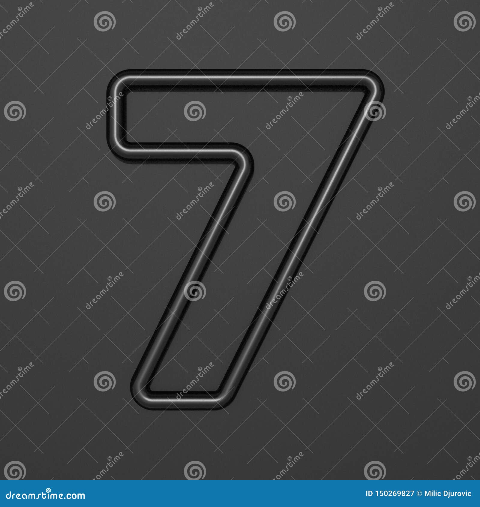Black Outline Font Number 7 SEVEN 3D Stock Illustration - Illustration ...