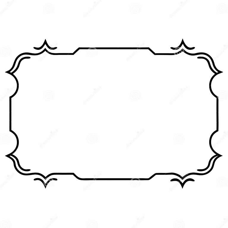 A Black Outline Frame with an Elegant Design Surrounds an Empty White ...